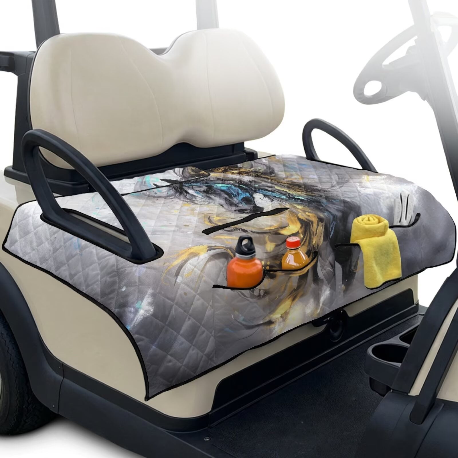 Xixirimido Golf Cart Seat Cover with 4 Pocket Quilted Golf Cart Seat ...