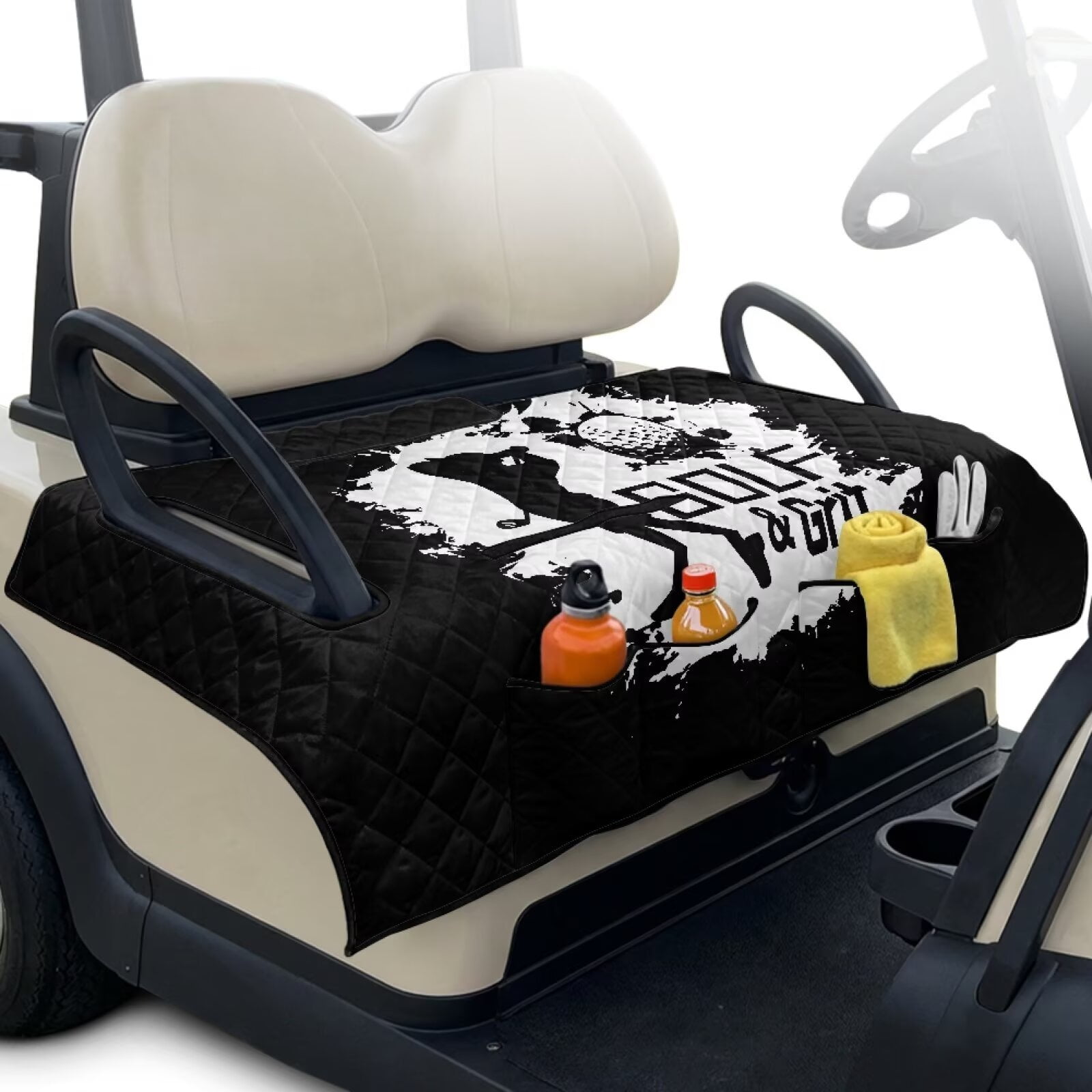 Xixirimido Golf Cart Seat Cover with 4 Storage Pockets Universal Golf ...