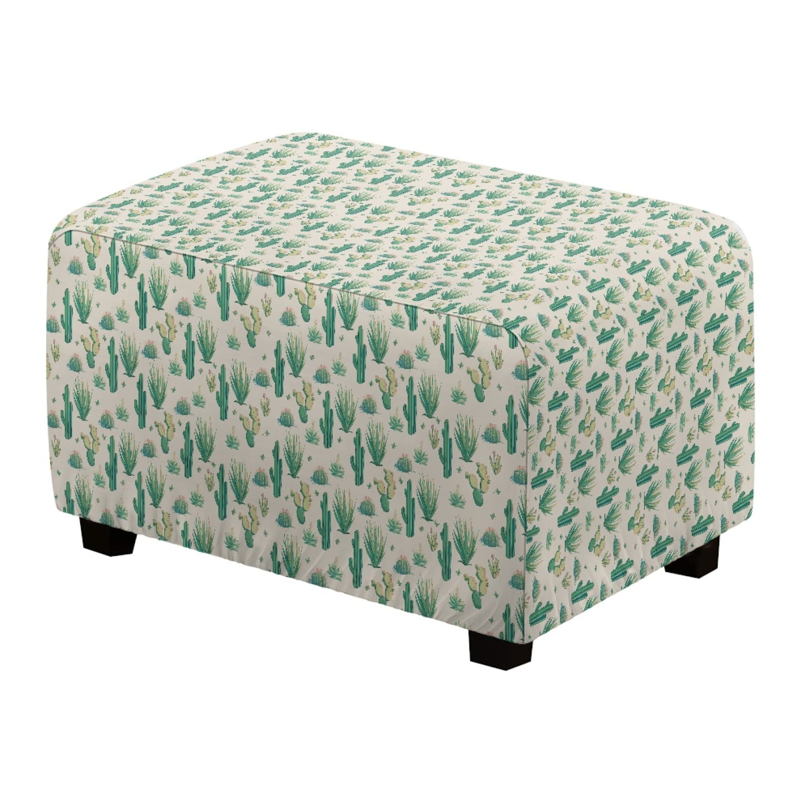 Xixirimido Green Cactus Pattern Ottoman Cover Rectangle Footrest ...