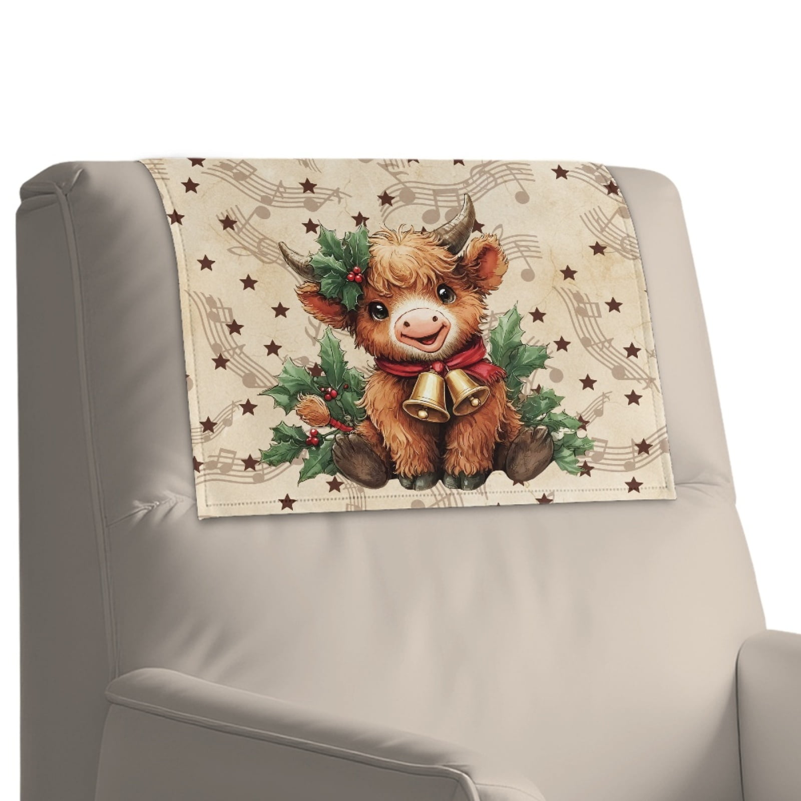 Xixirimido Highland Cow Music Stars Print Headrest Cover for Recliner ...