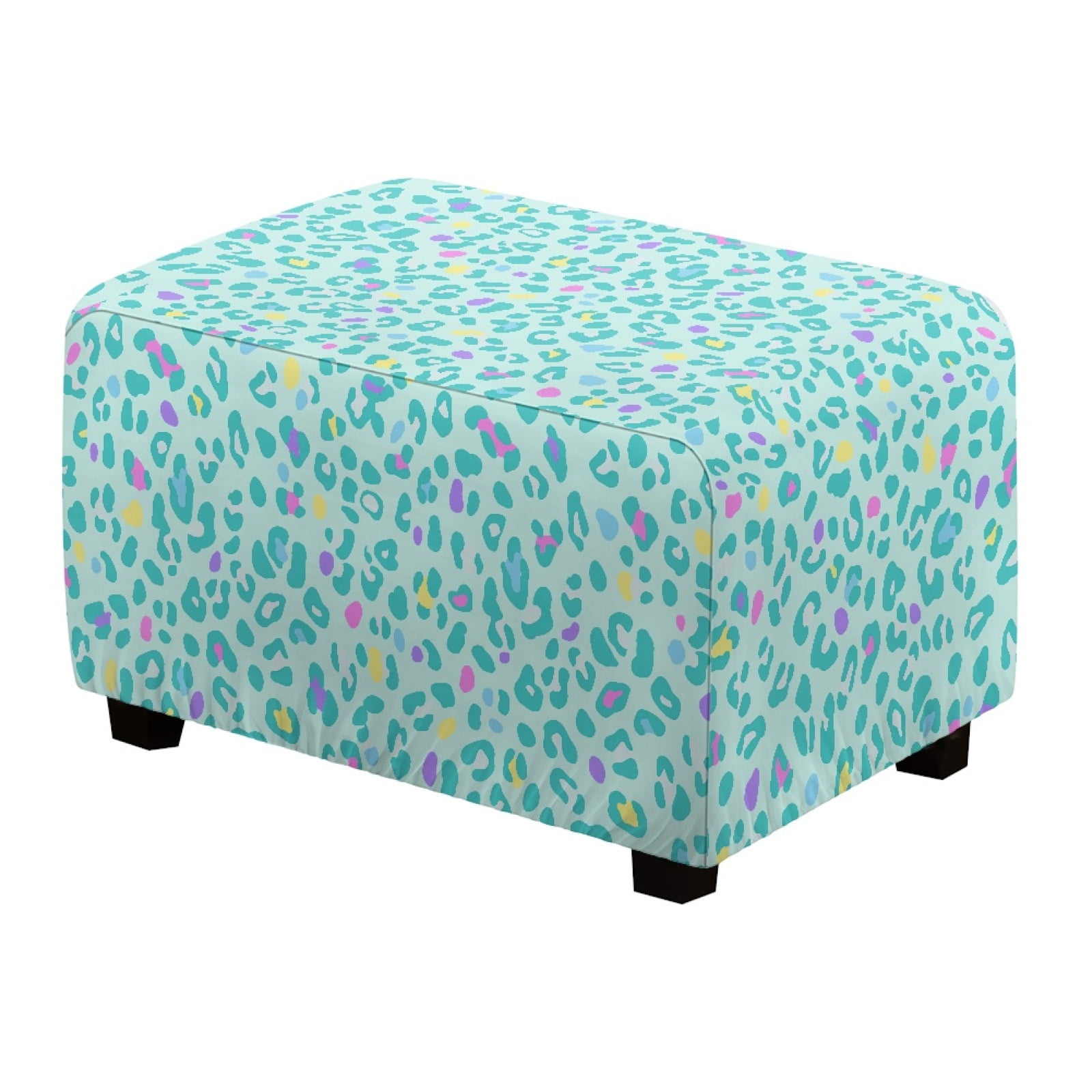 Xixirimido Leopard Blue Pattern Ottoman Cover Rectangle Storage Ottoman ...