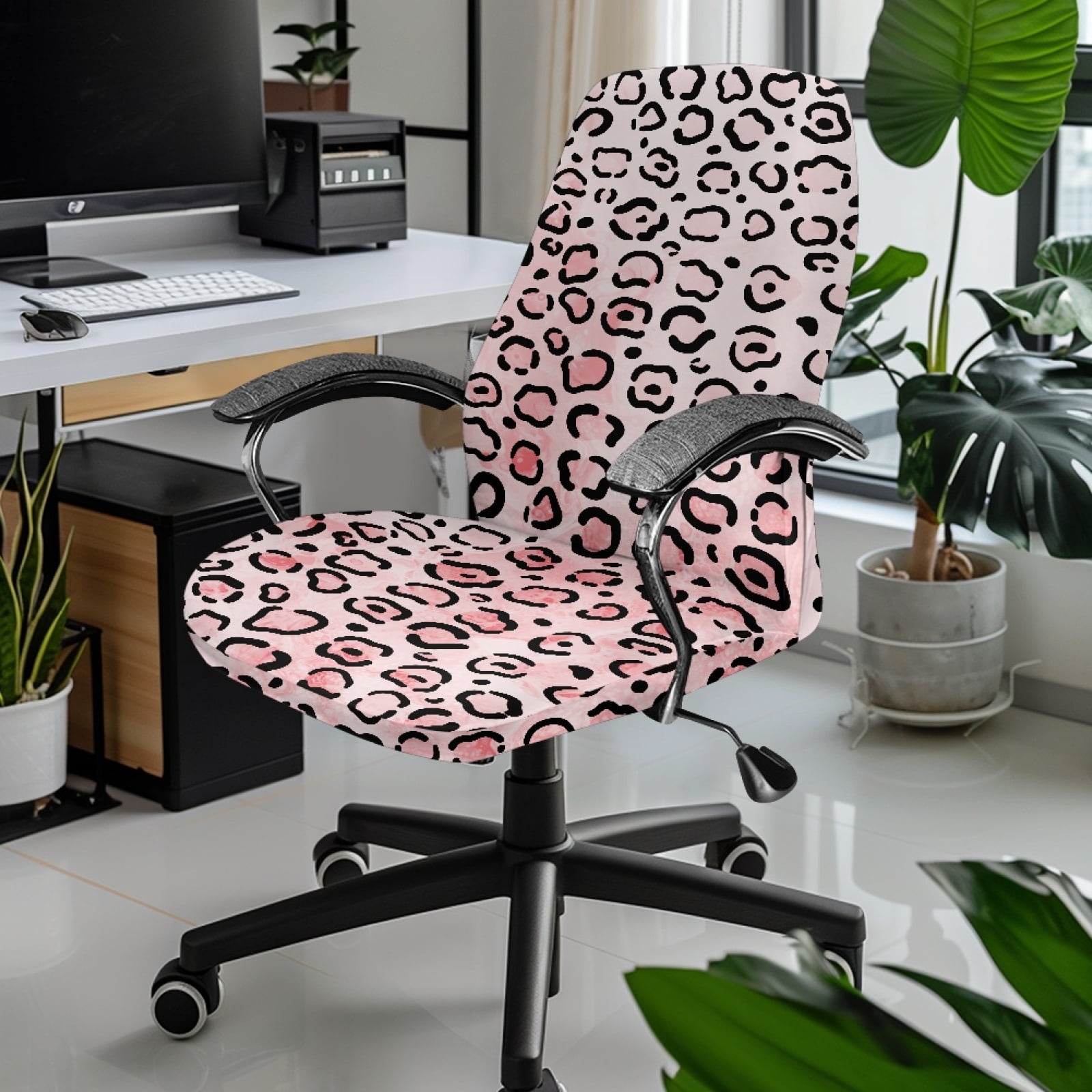 Xixirimido Leopard Light Pink Pattern Office Chair Covers, Stretch ...