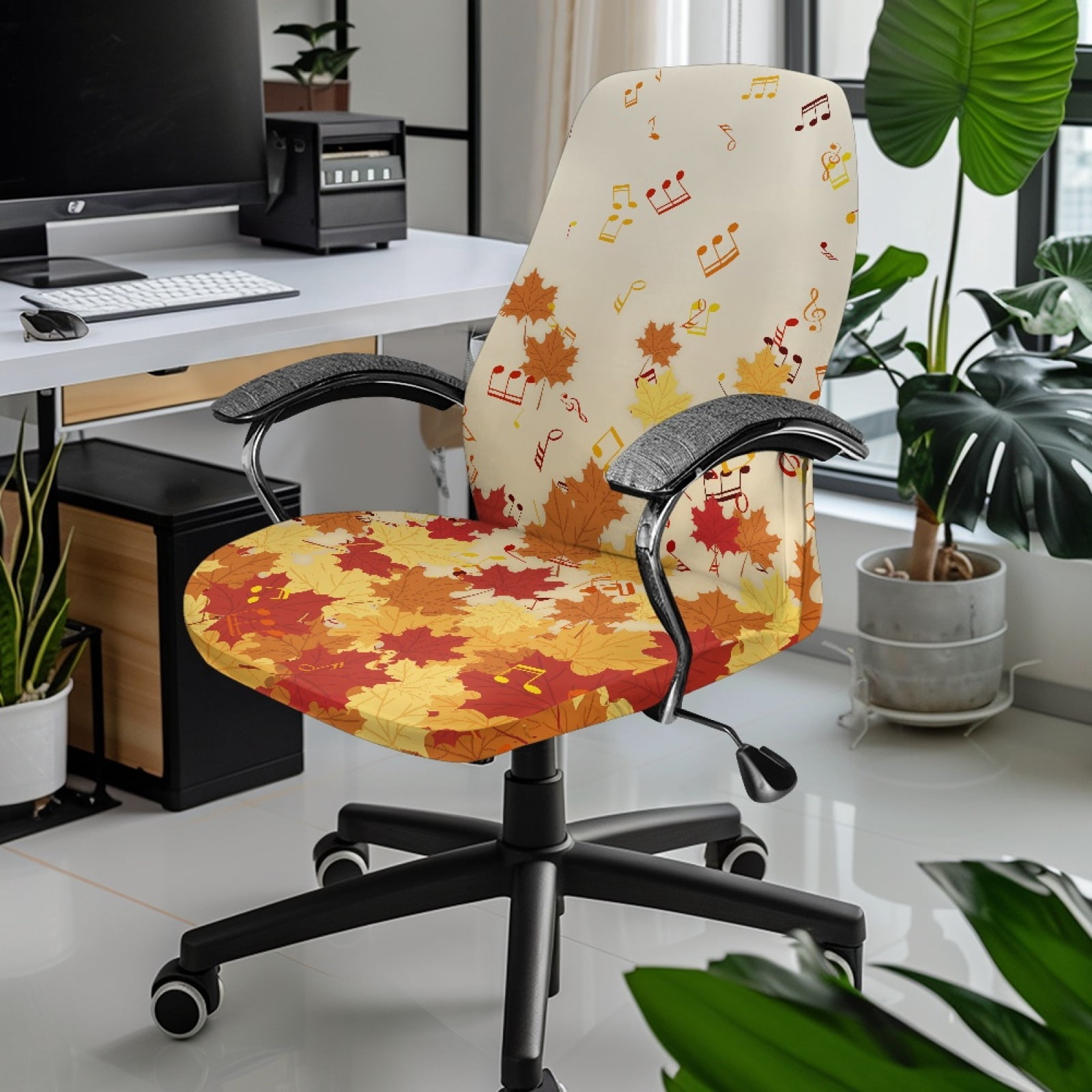 Xixirimido Maple Leaf Music Notes Print Office Chair Covers Computer ...