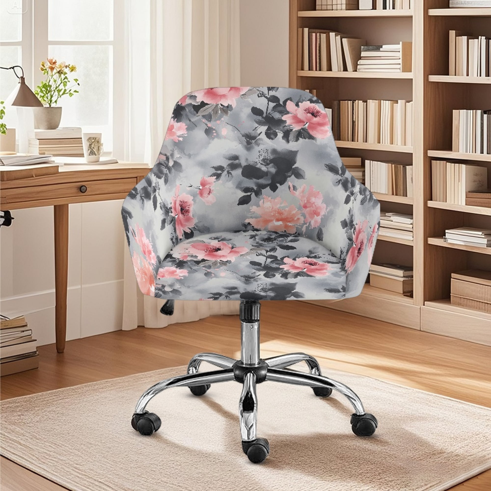Xixirimido Peony Floral Gray Pattern Swivel Armchair Accent Dining ...