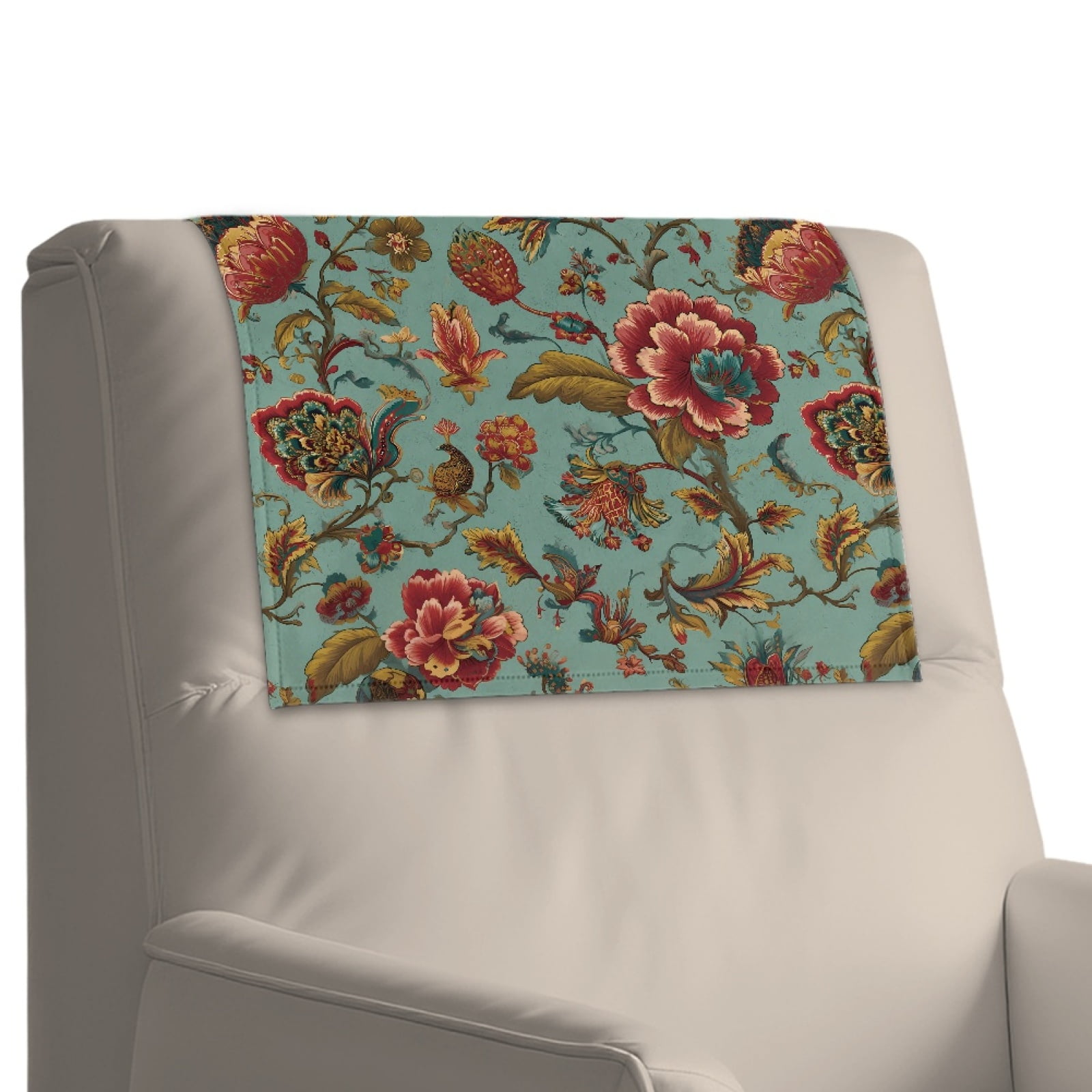 Xixirimido Peony Floral Green Pattern Headrest Cover for Recliner Chair ...