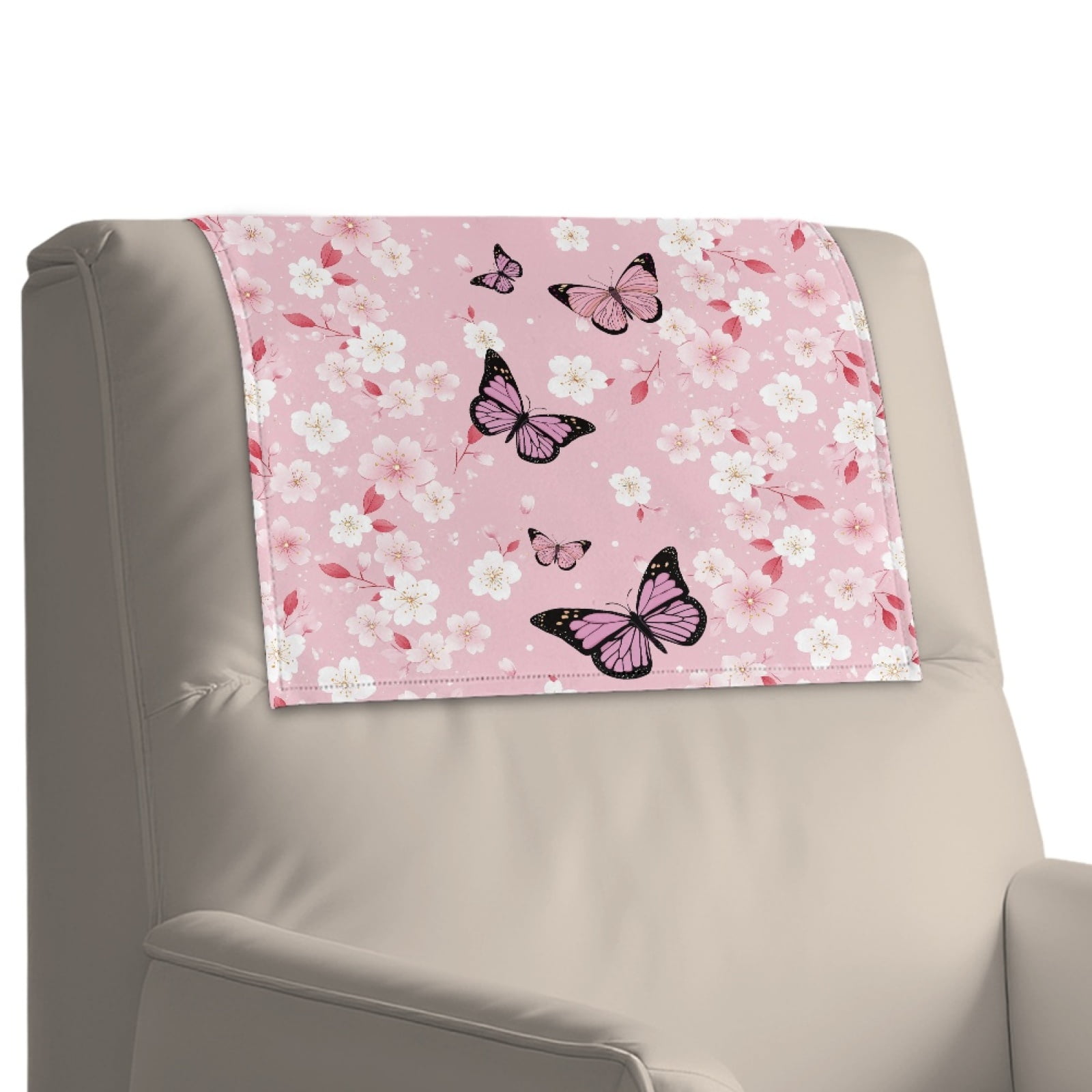 Xixirimido Pink Butterfly Cherry Blossom Pattern Non Slip Recliner ...