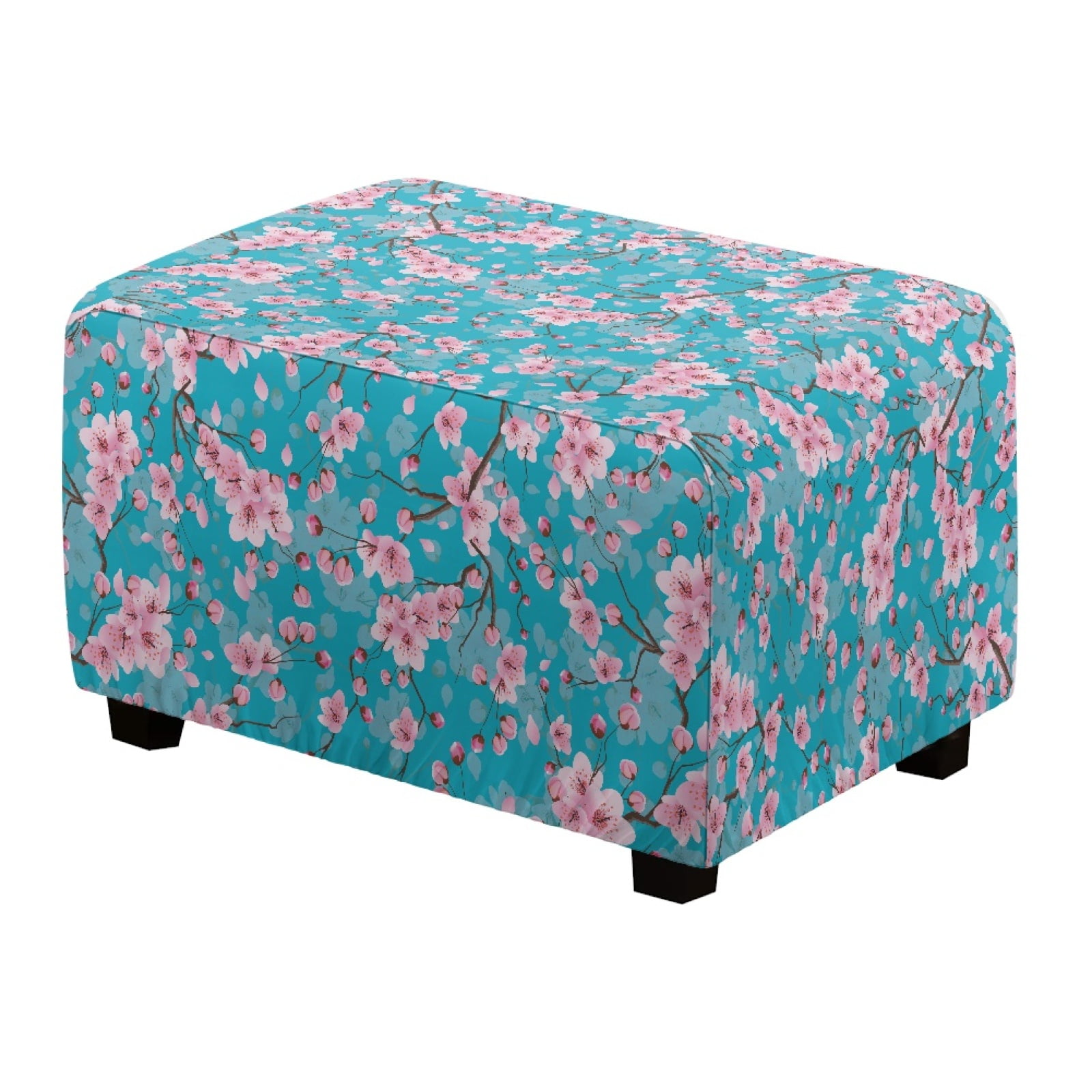 Xixirimido Plum Blossom Blue Pattern Ottoman Cover Rectangle Storage ...