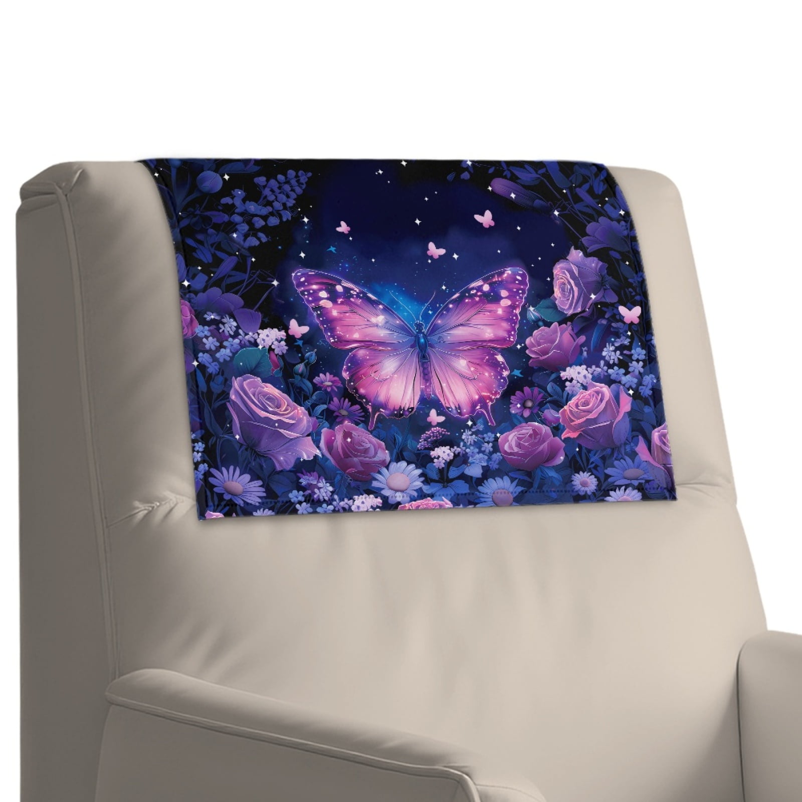 Xixirimido Purple Butterfly Roses Daisy Pattern Recliner Chair Covers ...