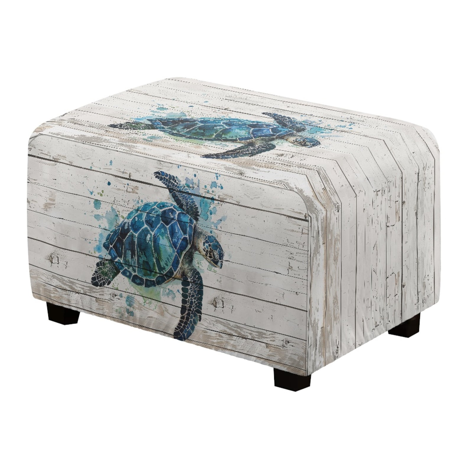 Xixirimido Sea Turtle Wood Grain Pattern Ottoman Cover Stretch ...