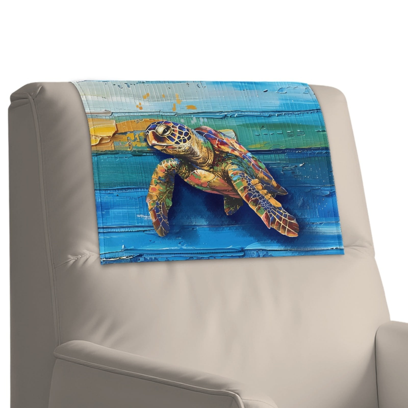 Xixirimido Sea Turtle Woodgrain Blue Pattern Recliner Chair Covers for ...