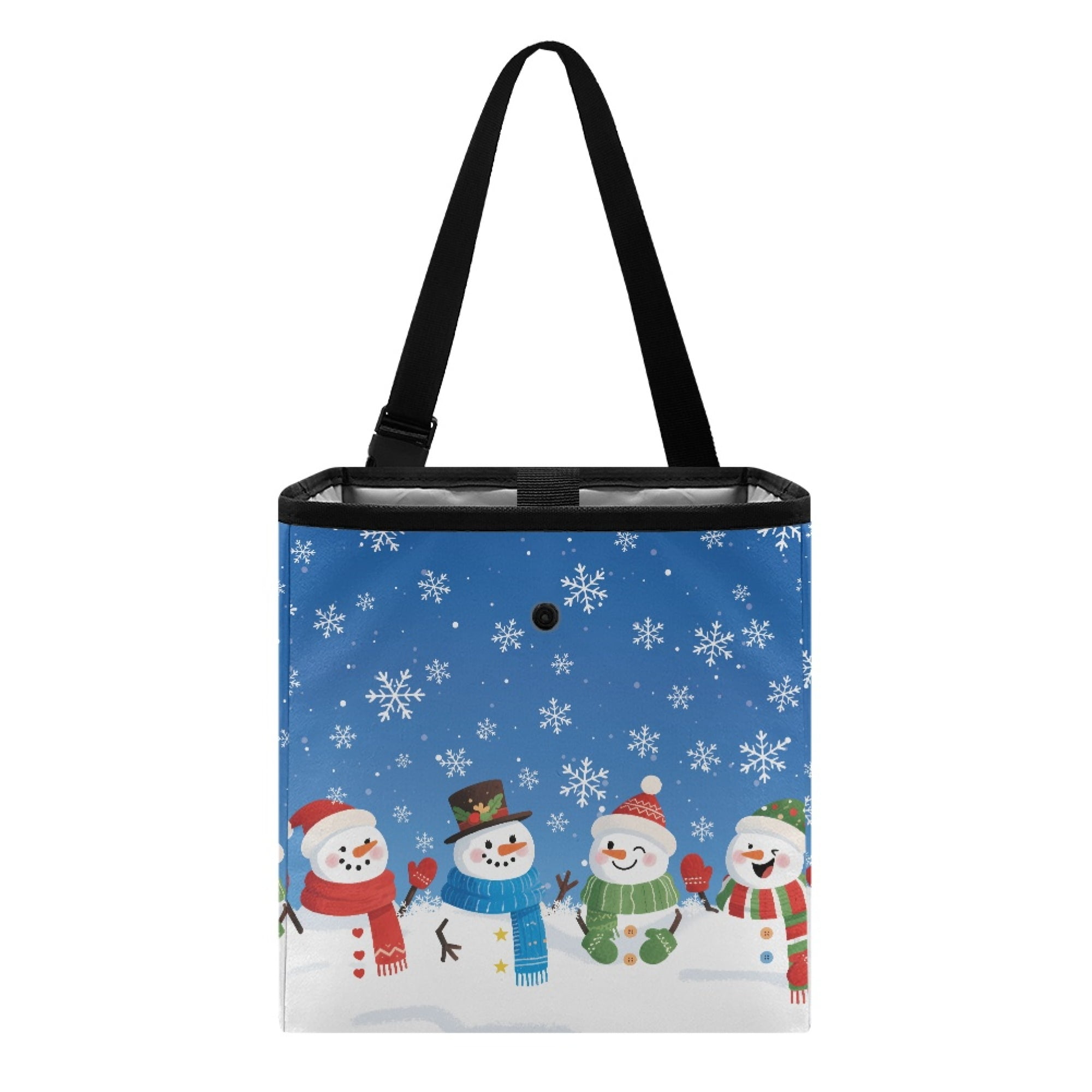 Xixirimido Snowman Snowflake Blue Pattern Car Trash Can Leakproof Trash ...