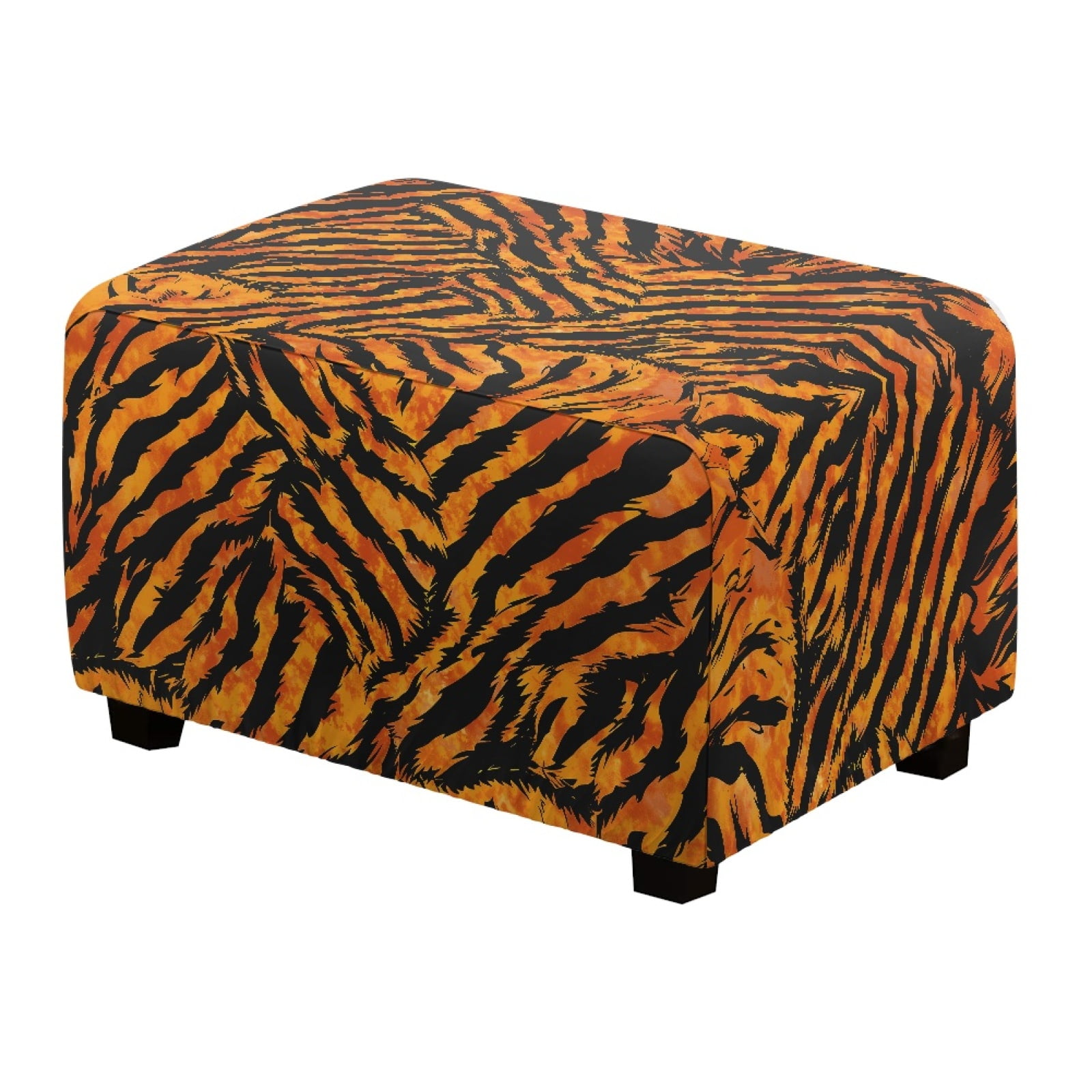 Xixirimido Tiger Stripe Pattern Ottoman Cover Rectangle Stretch ...