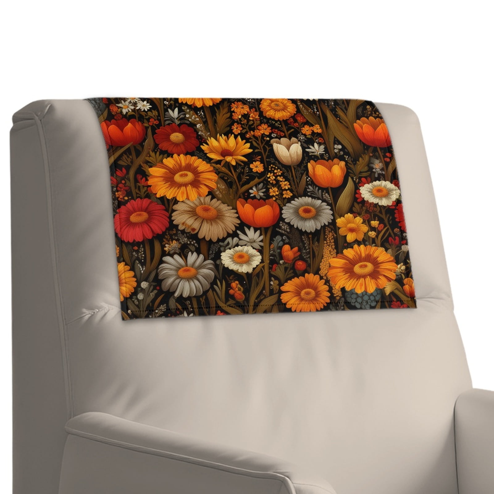 Xixirimido Vintage Daisy Tulip Floral Pattern Recliner Chair Head Rest ...