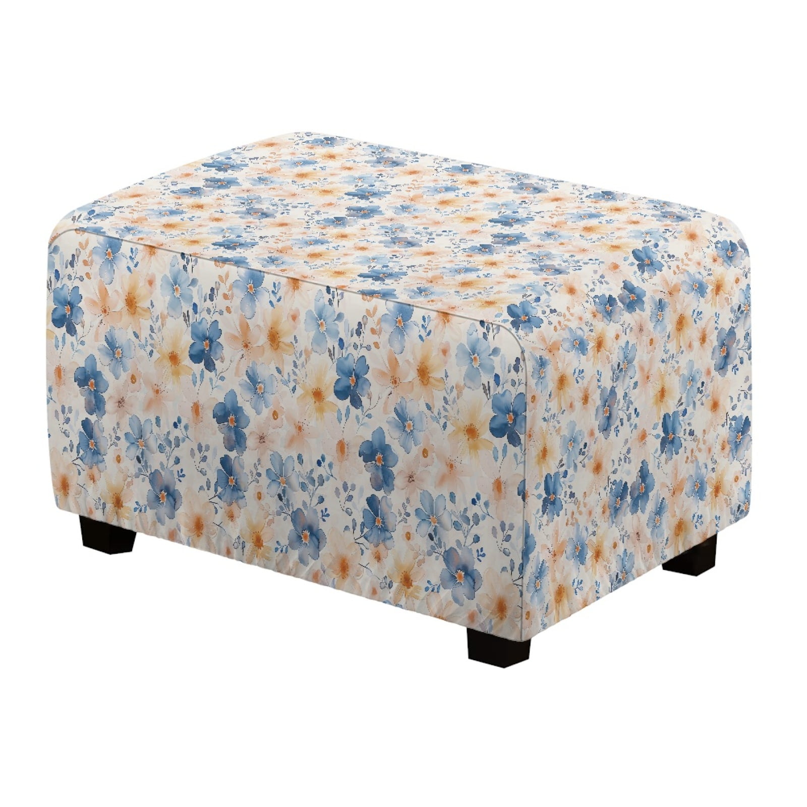 Xixirimido Watercolor Florals Pattern Stretch Ottoman Cover Rectangle ...