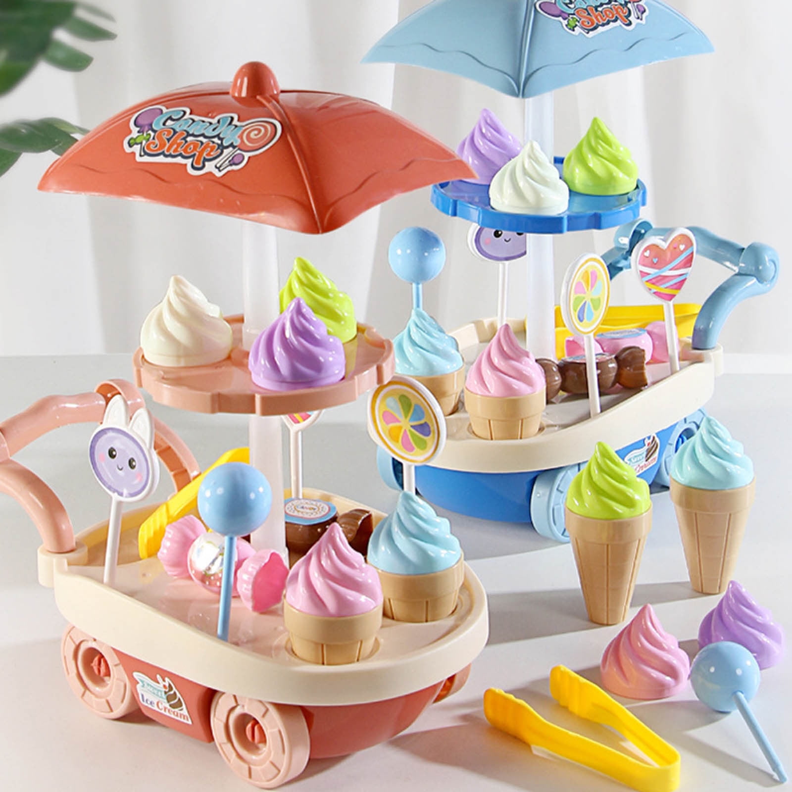 Xiying 28Pcs Mini Ice Cream Cart Simulation Toy | Candy Dessert Playset ...