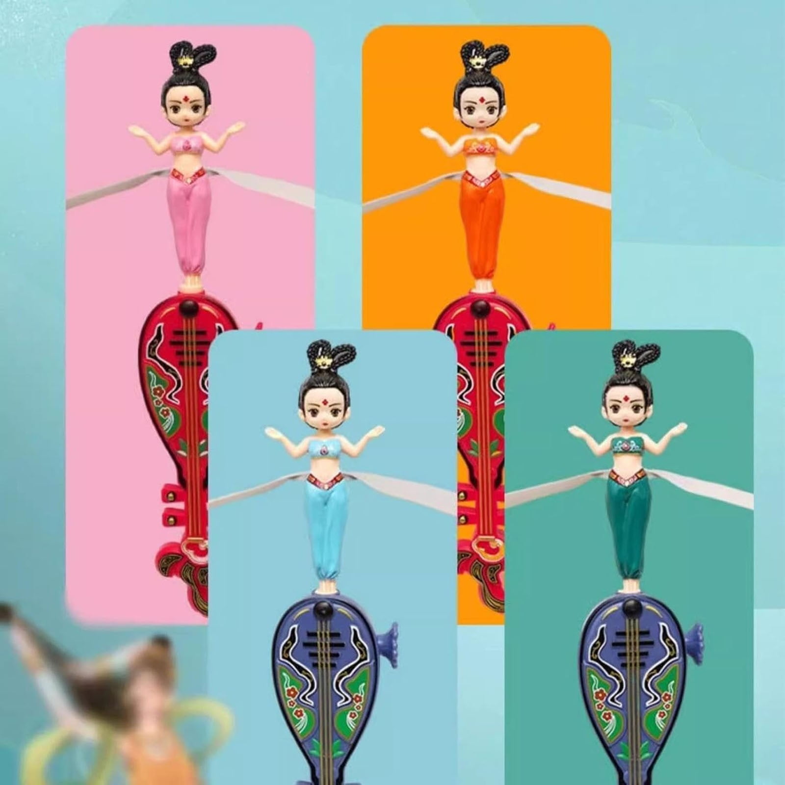 Xiying 2Pc Flying Doll Toy | Pull String Flying Saucer Disc | Dazzling ...