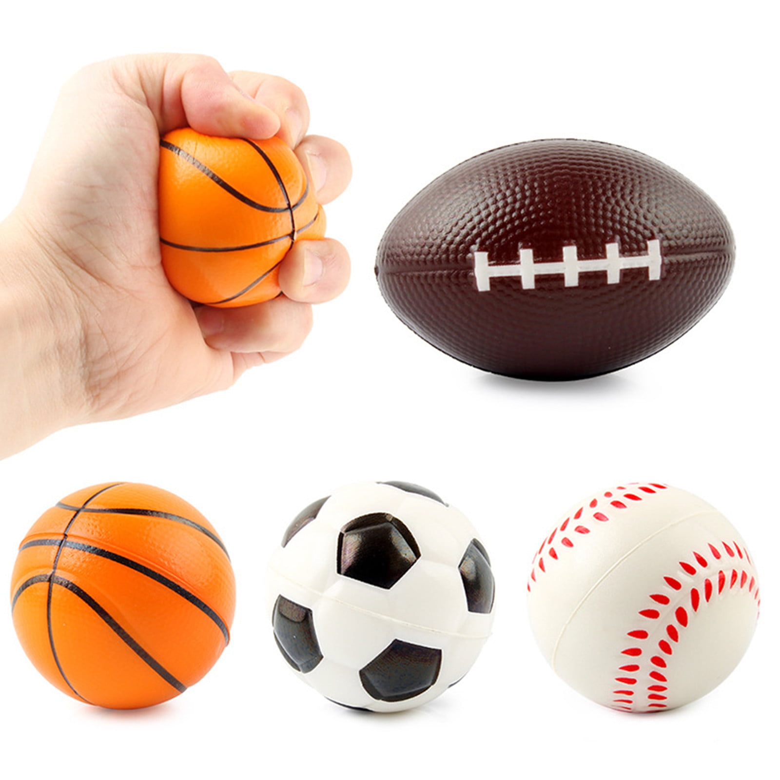 Xiying 4Pc Stress Relief Grip Balls | Football Basketball Soccer Decompression Toys | Hand ...