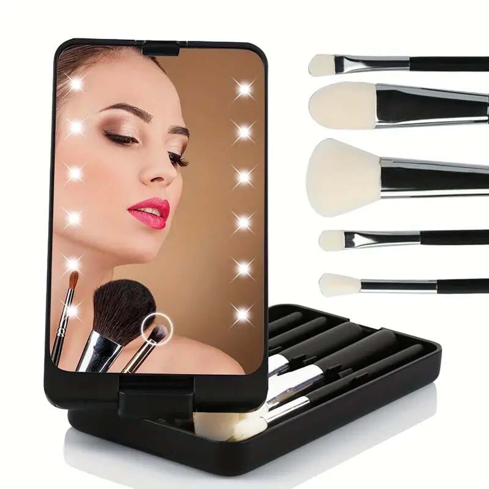 Xiying Brush Makeup, Travel Makeup Brush Set With Led Light Mirror 5 ...
