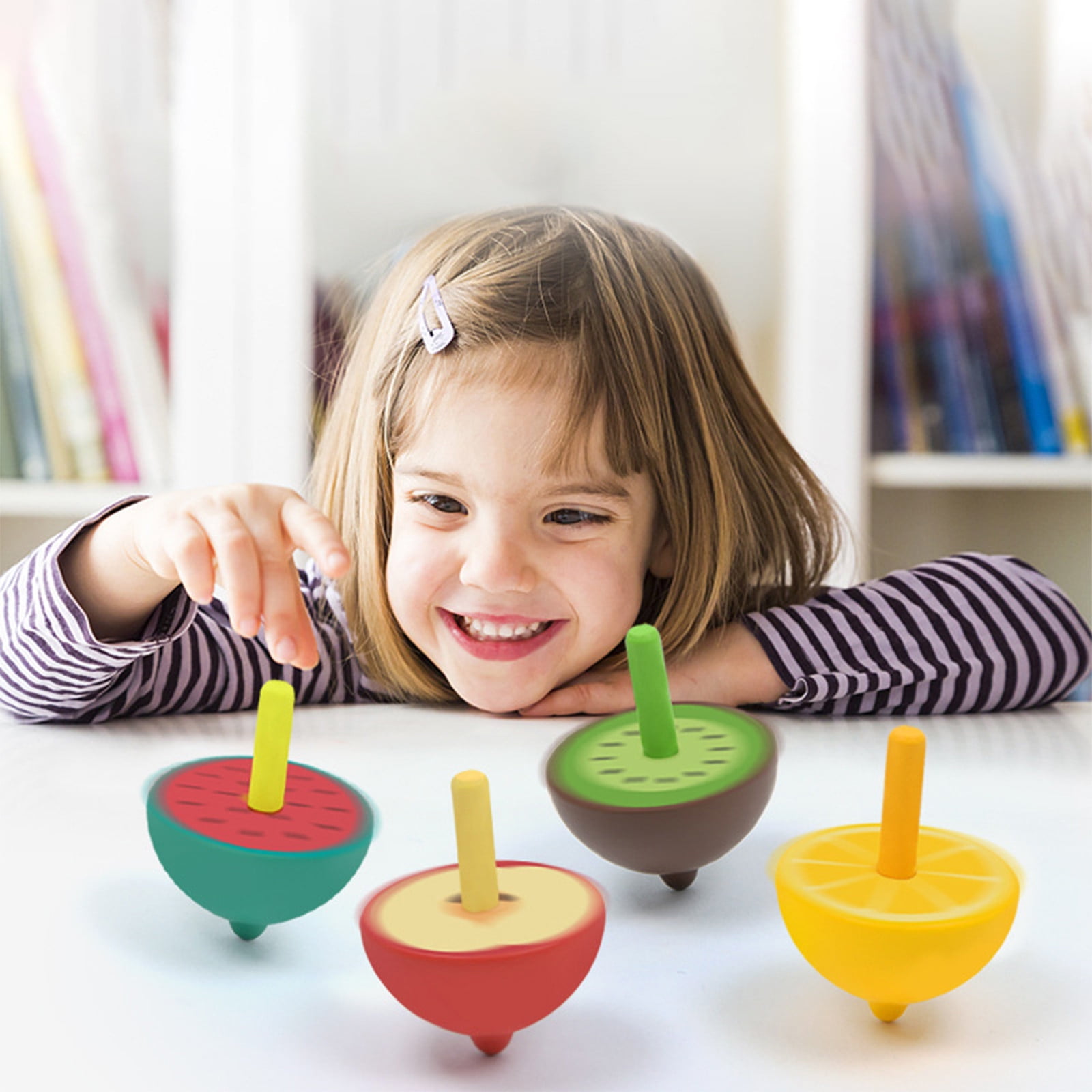 Xiying Colorful Rotating Fruit Top | Manual Wooden Spinning Toy ...