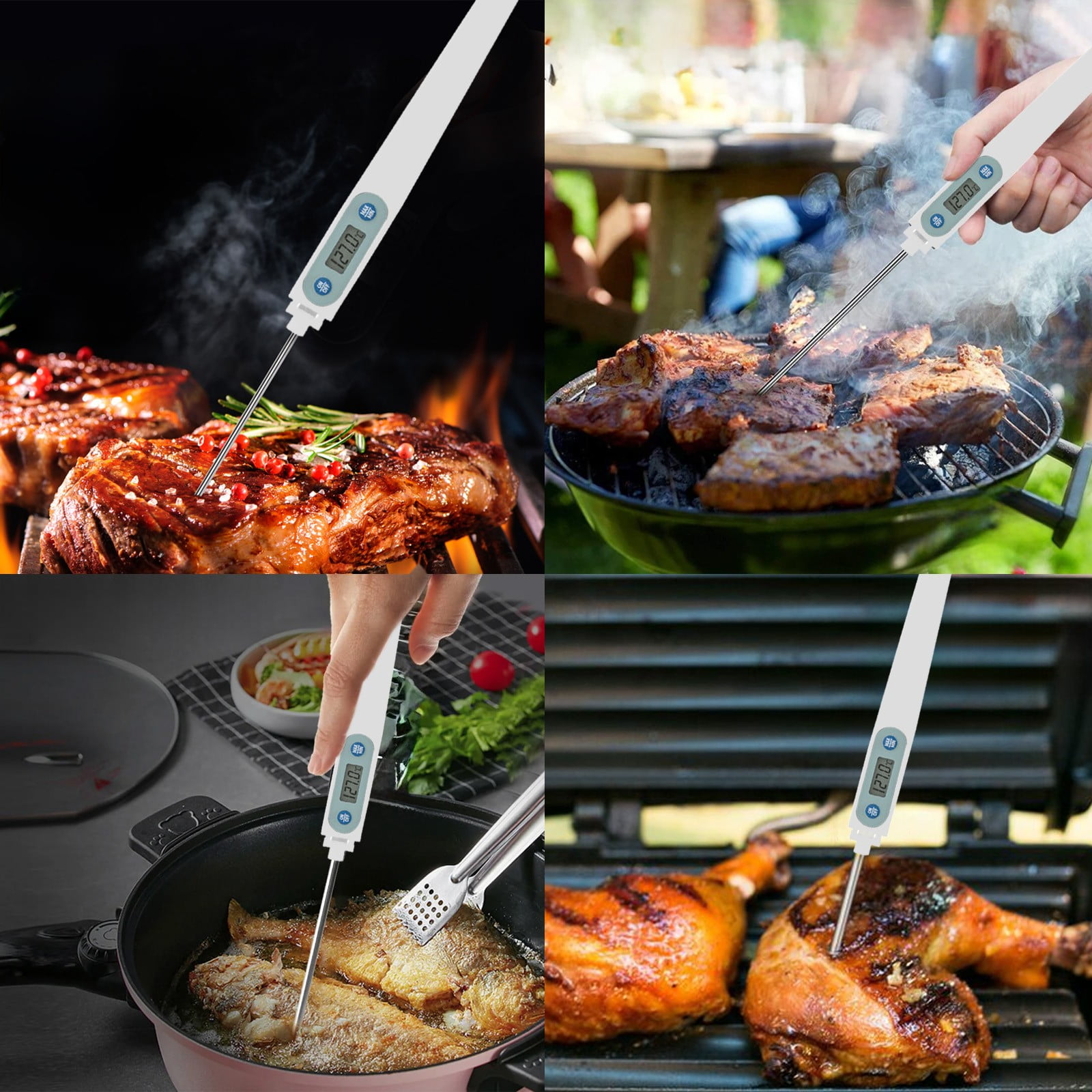 Xiying Digital Food Thermometer | Instant Read Meat Probe | Stainless ...