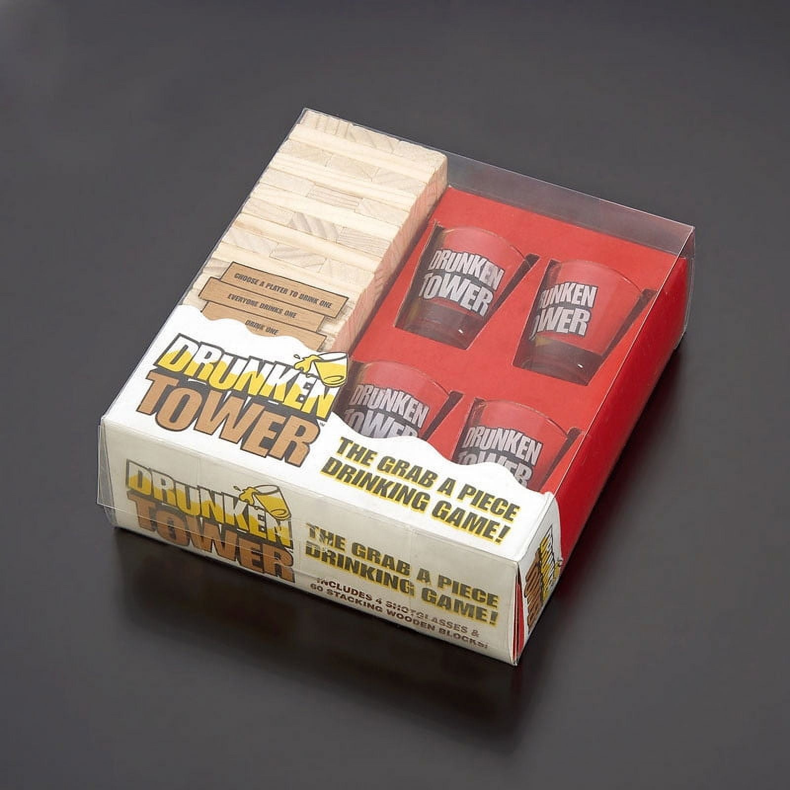 Xiying Drinking Tower Game | 60 Wooden Blocks & 4 Shot Glasses | Party ...