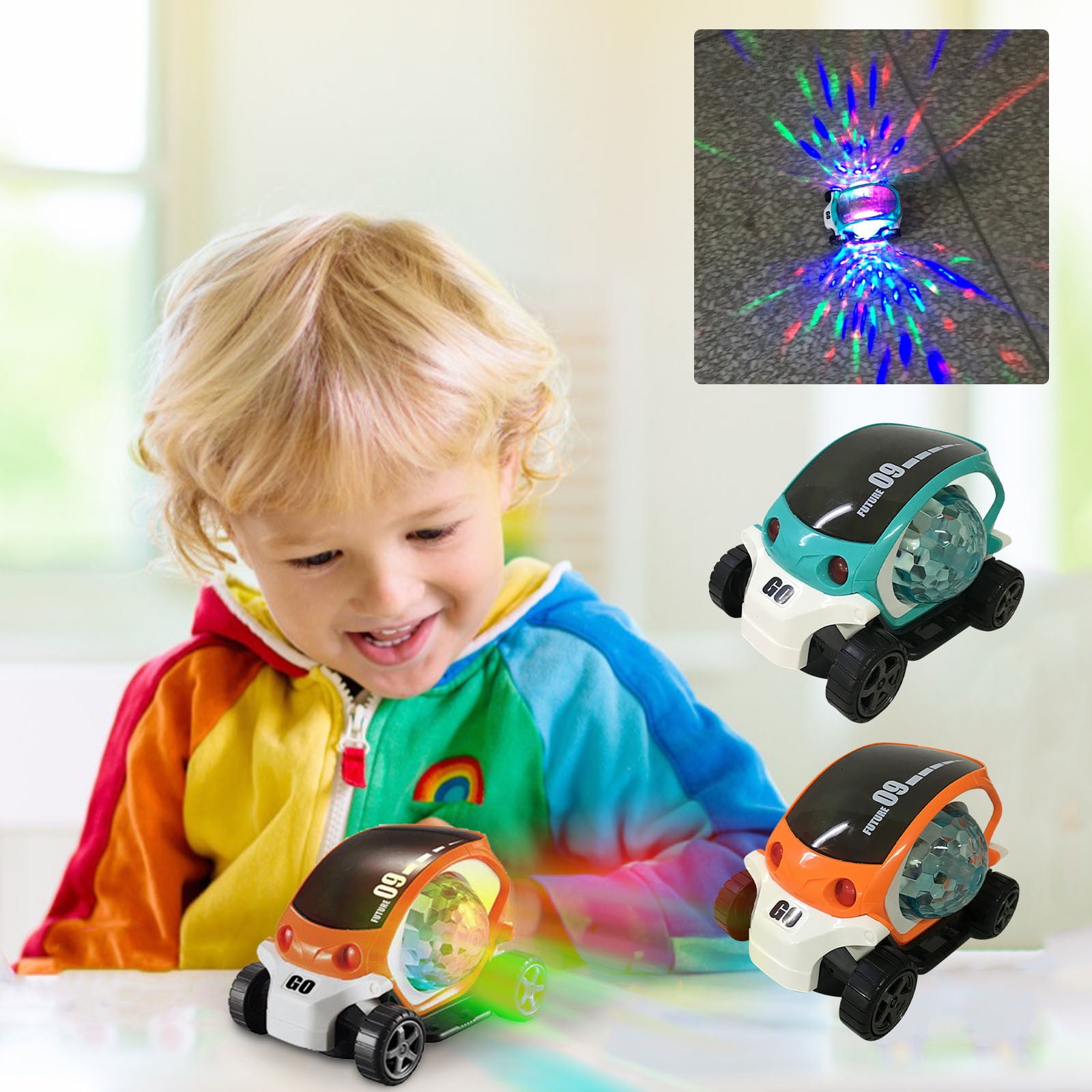 Xiying Electric Rotating 3D Led Music Car Toy | Flashing Lights & Sound ...