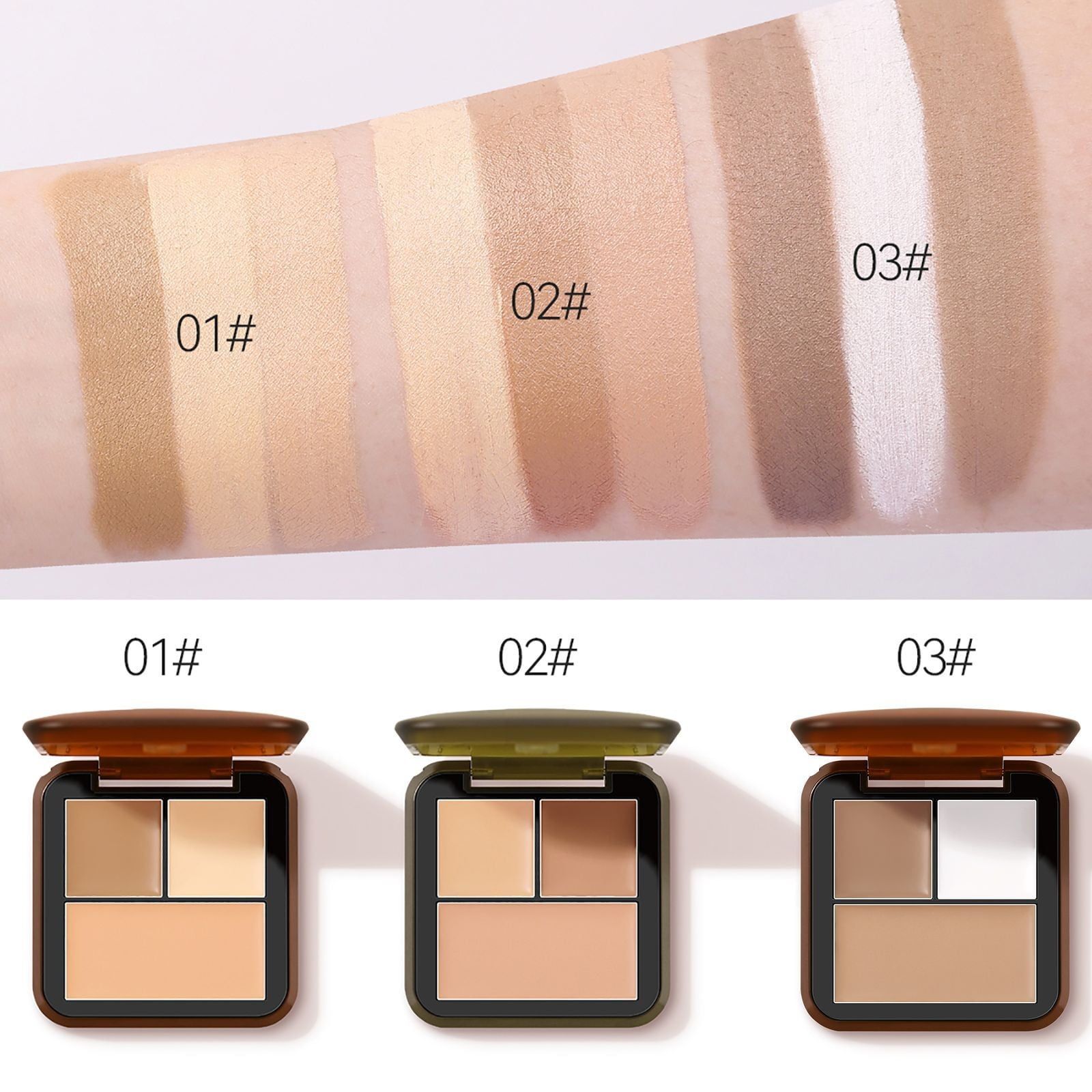 Xiying Eyeshadow, 3 Color Contouring Tray High Light Eyeshadow Nose ...