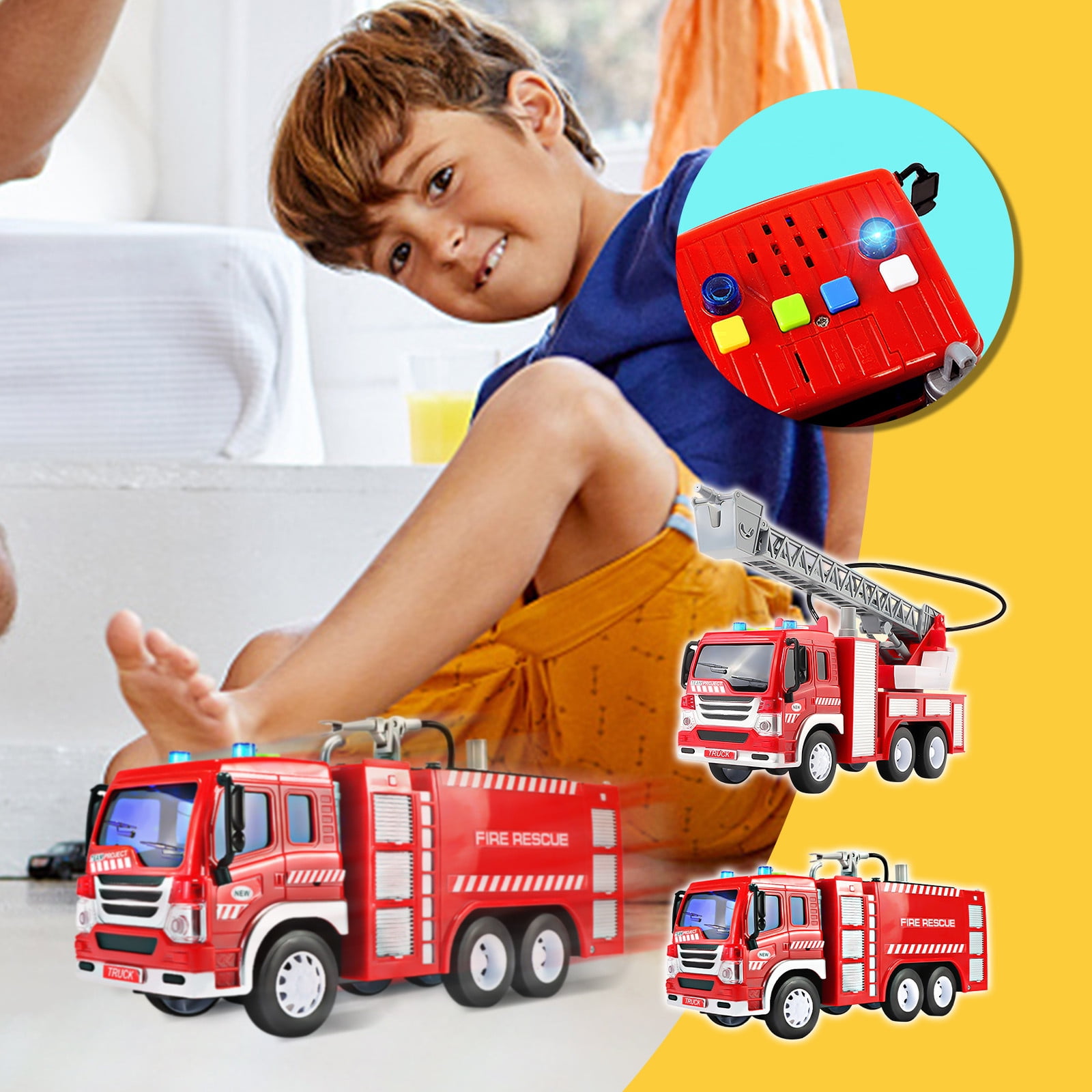 Xiying Fire Truck Water Spray Toy With Music & Lights | Educational ...