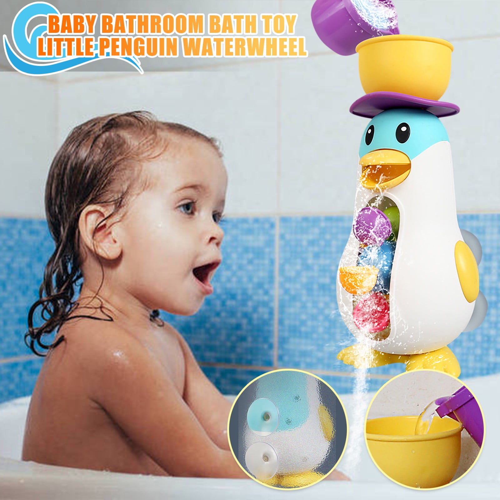 Xiying Little Penguin Waterwheel Bath Toy | Baby Shower & Bath Time Fun ...
