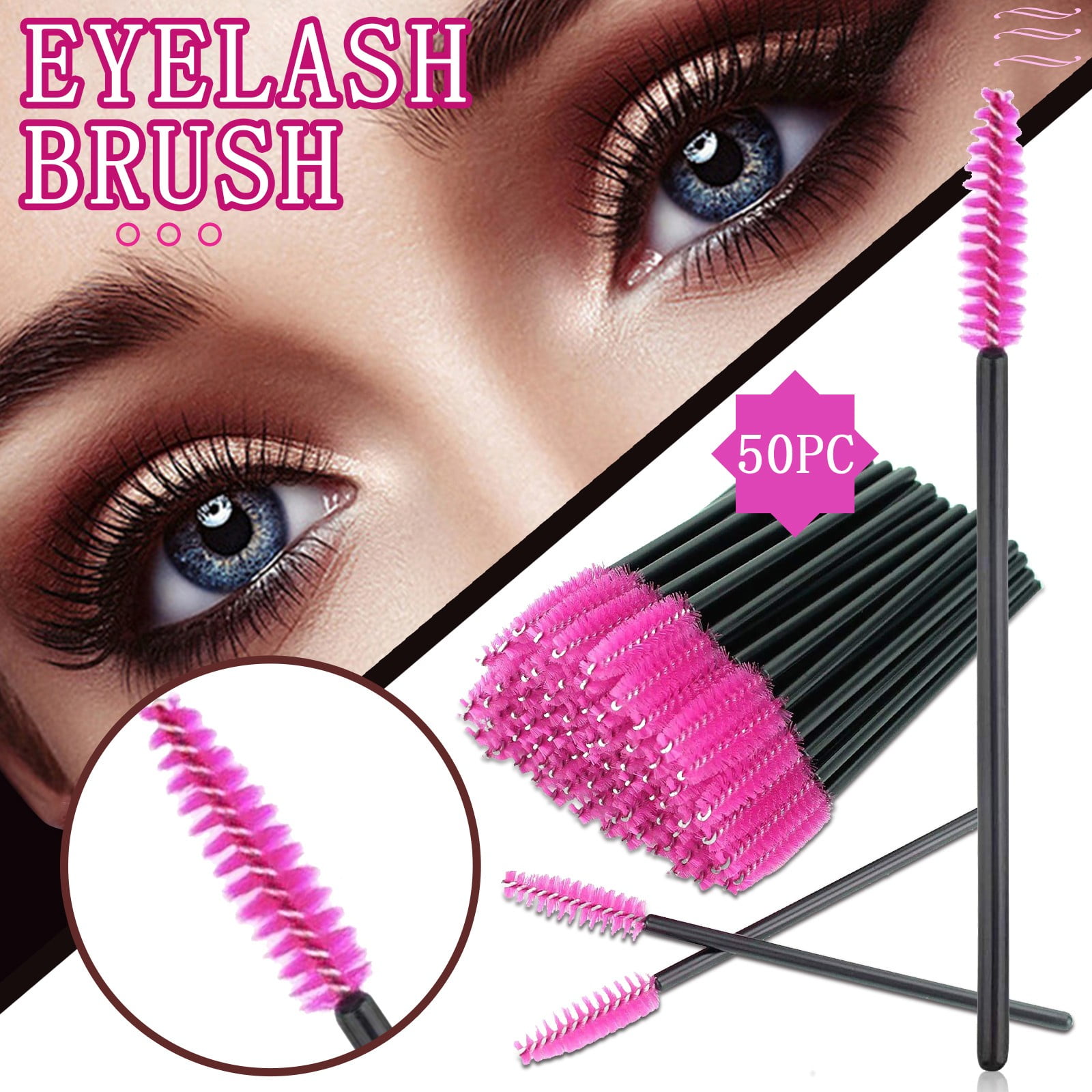 Xiying Make up Brushes, 50-Pack Disposable Synthetic Fiber Makeup Brush ...