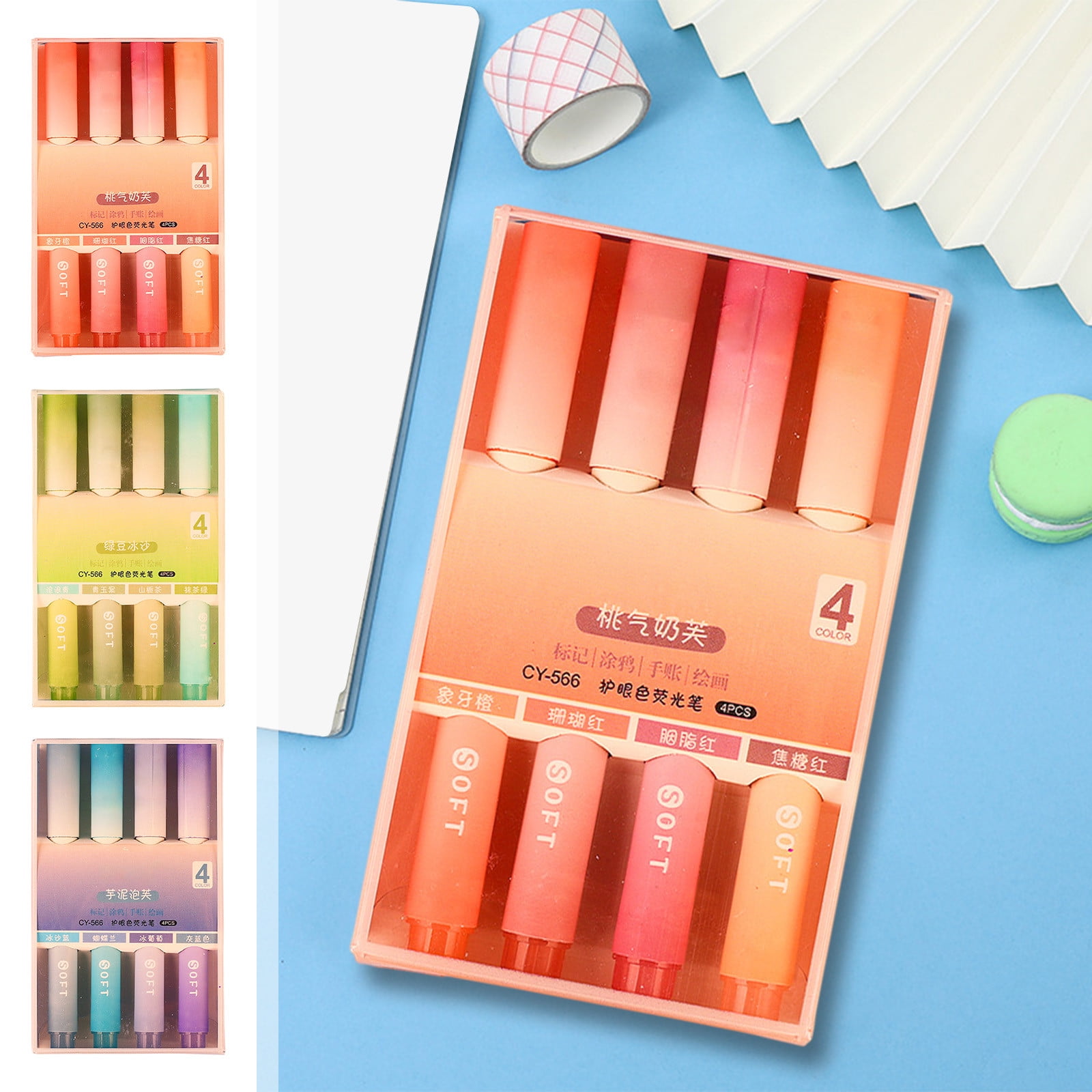 Xiying Morandi Gradient Highlighters | Soft Tip Student Highlighting ...