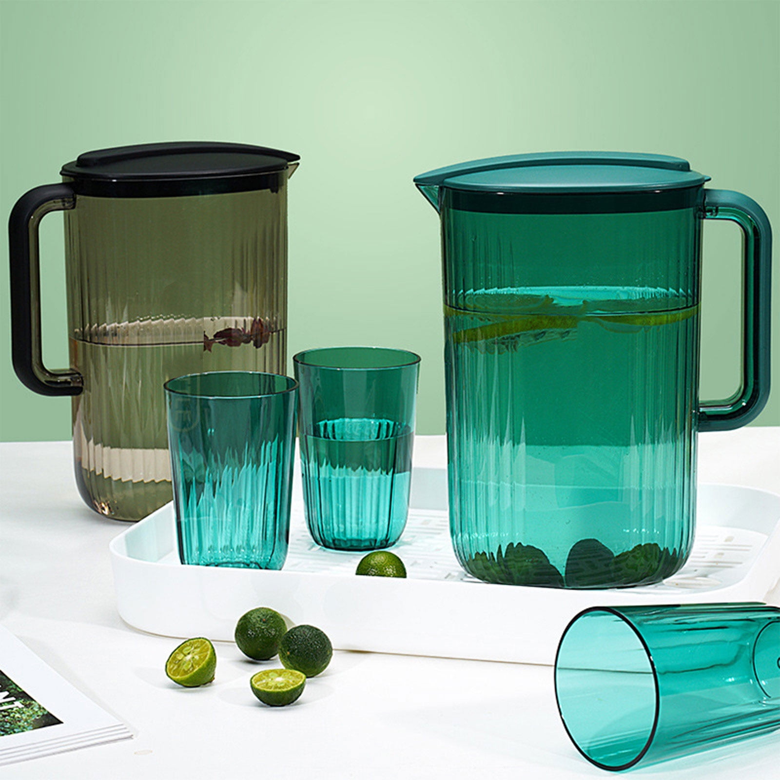Xiying Plastic Water Pitcher Cup Set | 1 Pitcher + 4 Nesting Drinking ...