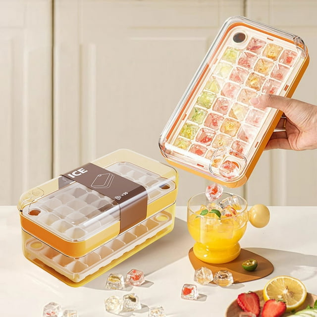 Xiying Press Ice Chunk Tray With Lid & Storage Bin | Easy Release Ice ...
