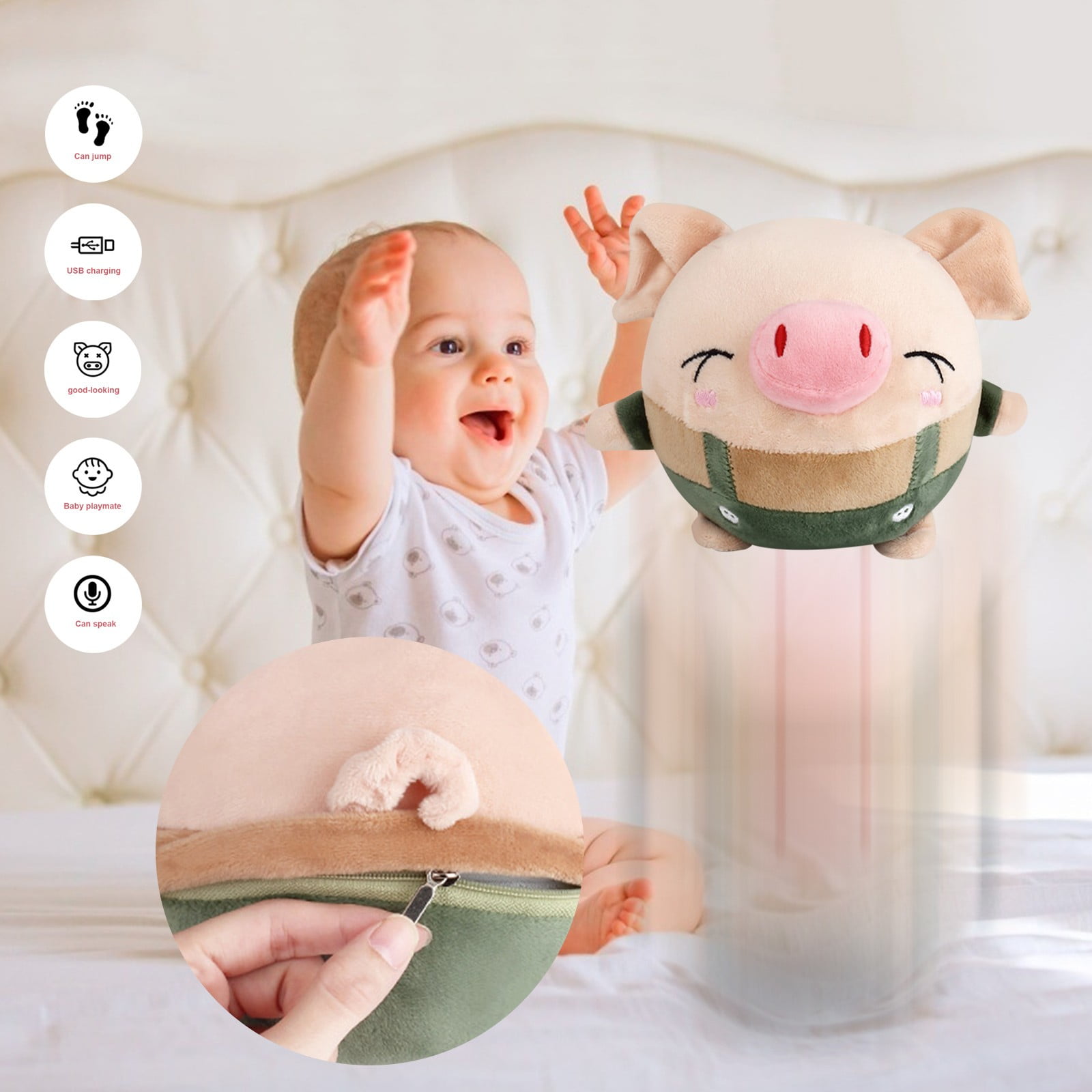 Xiying Usb Charging Bouncing Talking Baby Doll Toy | Jumping Pig Plush ...