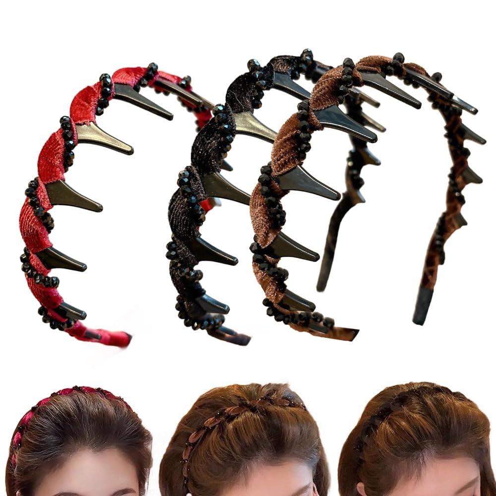 Xiying Vintage Velvet Wave Bead Headband With Artificial Pearl ...