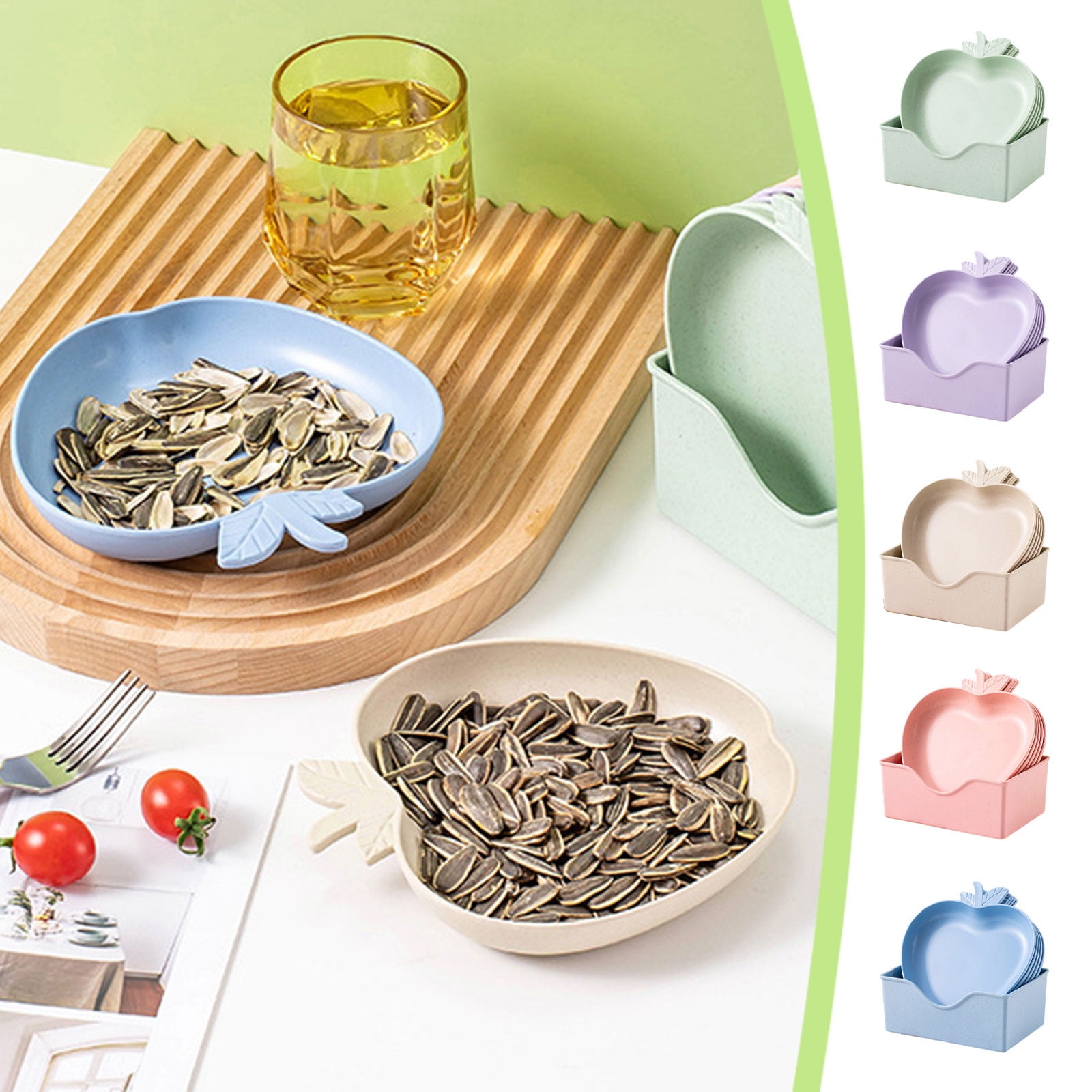 Xiying Wheat Straw Plates Set | 5 Plates + 1 Storage Base | Durable ...