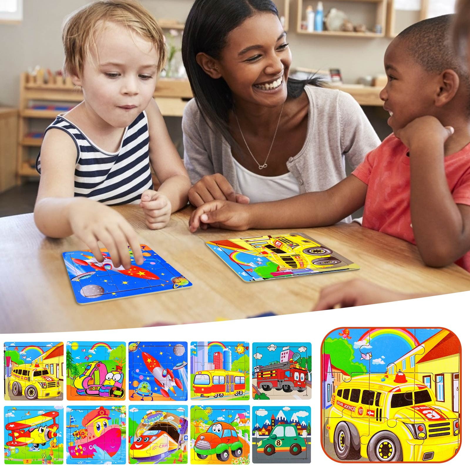 Xiying Wooden Cartoon Puzzle | Traffic Theme | Birthday Gift ...