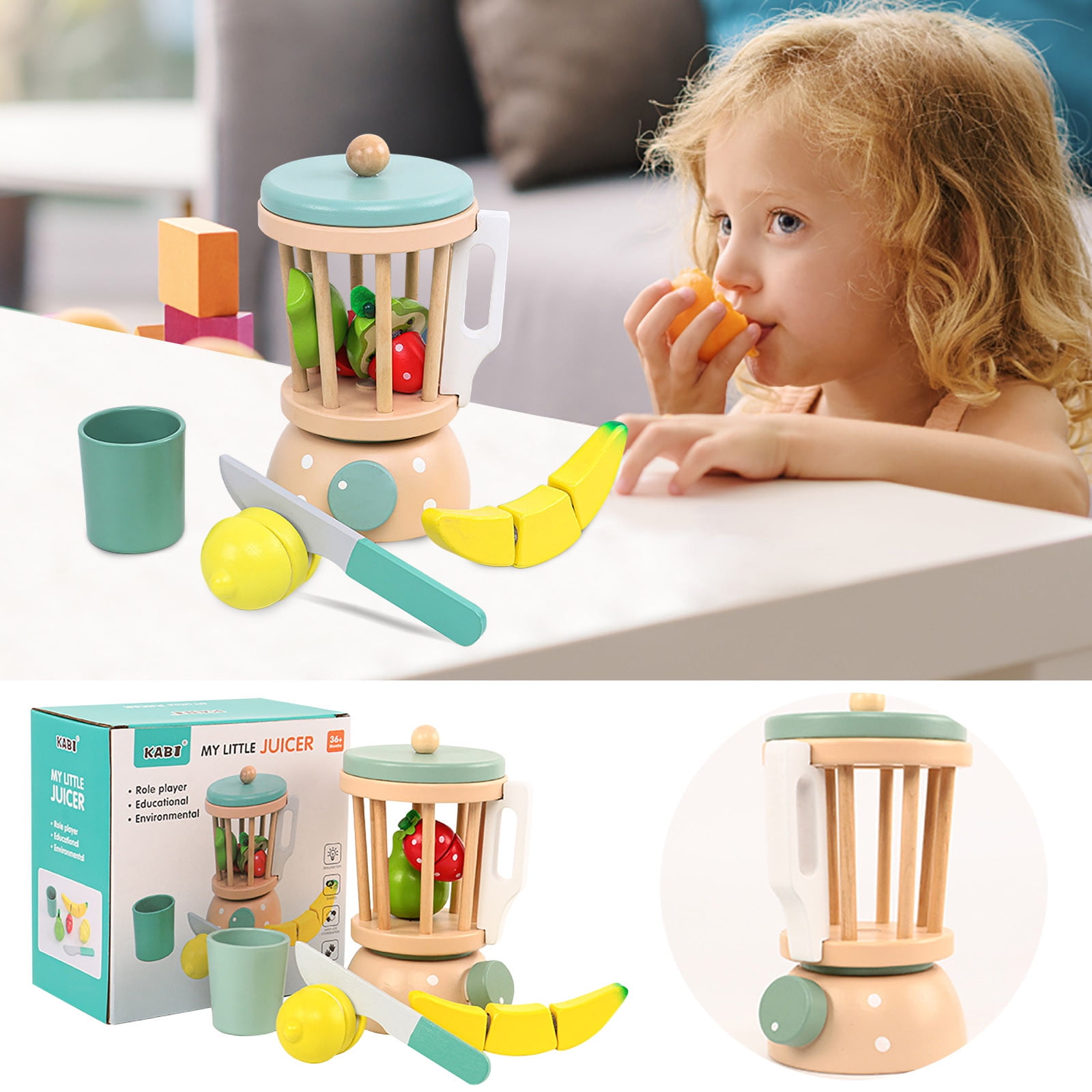 Xiying Wooden Juicer Pretend Play Toy Set | Educational Family Game ...