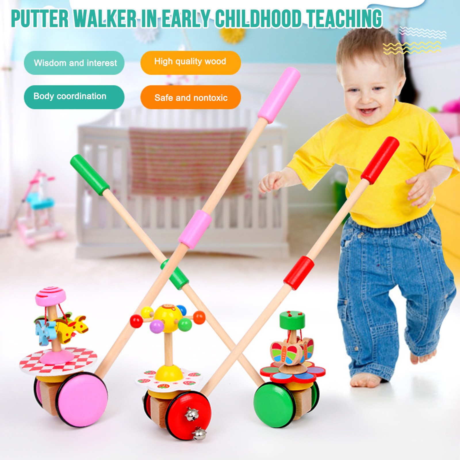 Xiying Wooden Push Pull Walking Activity Toy | Coordination & Motor ...