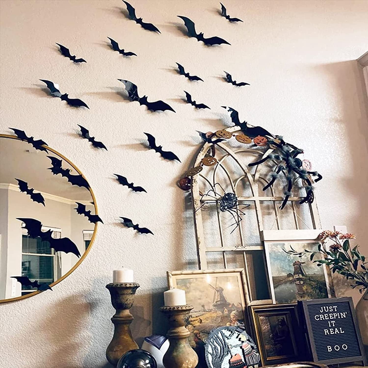 Xiyuwanju Bats Wall Decor, 160Pcs 3D Halloween Bats, Bat Stickers for ...