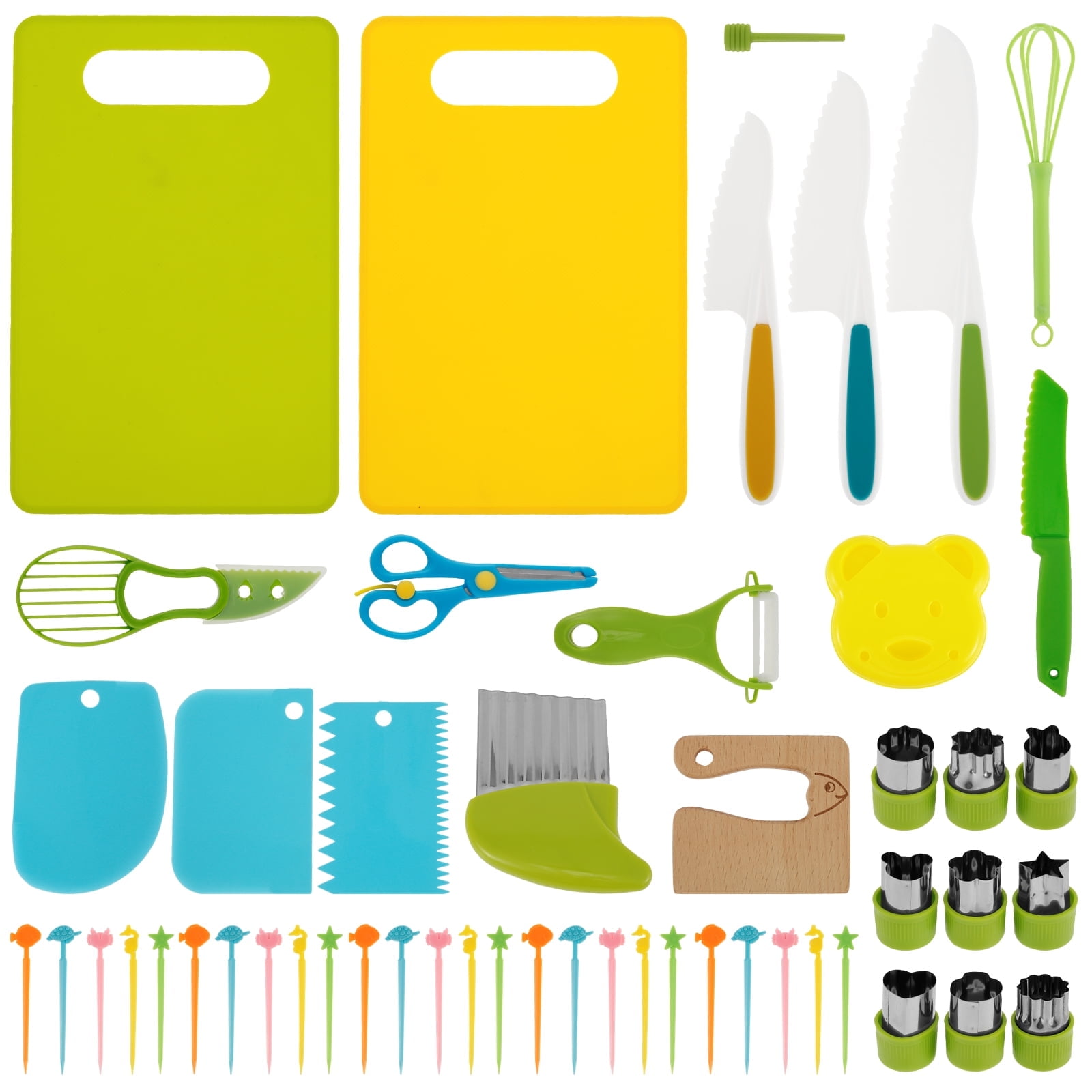 Xiyztok 46PCS Colorful Knife Kit,Kitchen Safety Knife Set for Kids,Kids ...