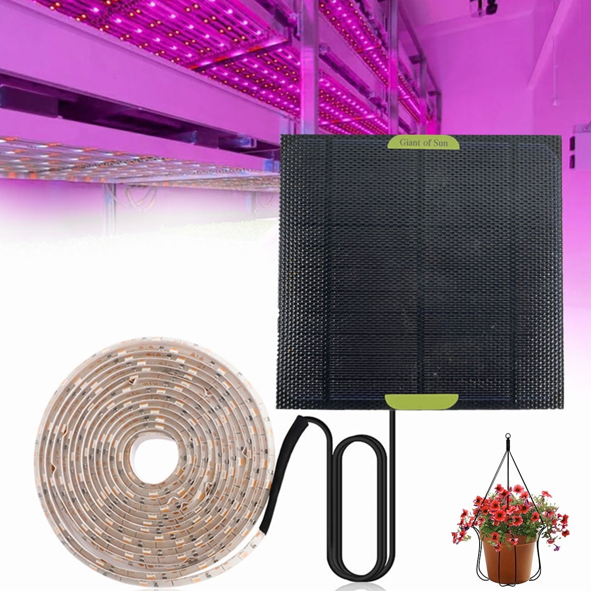 Fznkrag 16.4ft Solar LED Plant Grow Light, Full Spectrum, 5W for ...