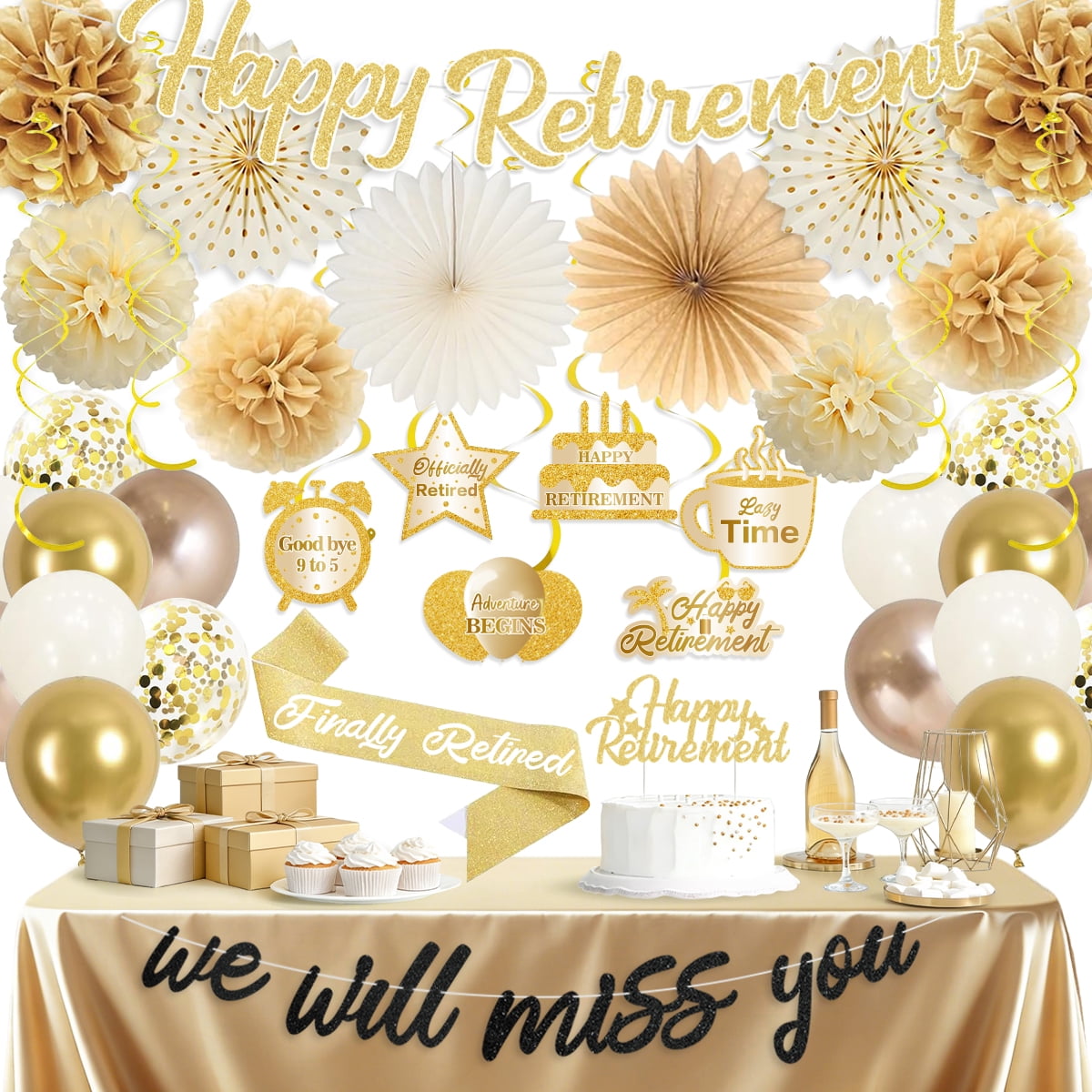 Xizondidi Retirement Decorations for Women Men, Gold Official Retired ...