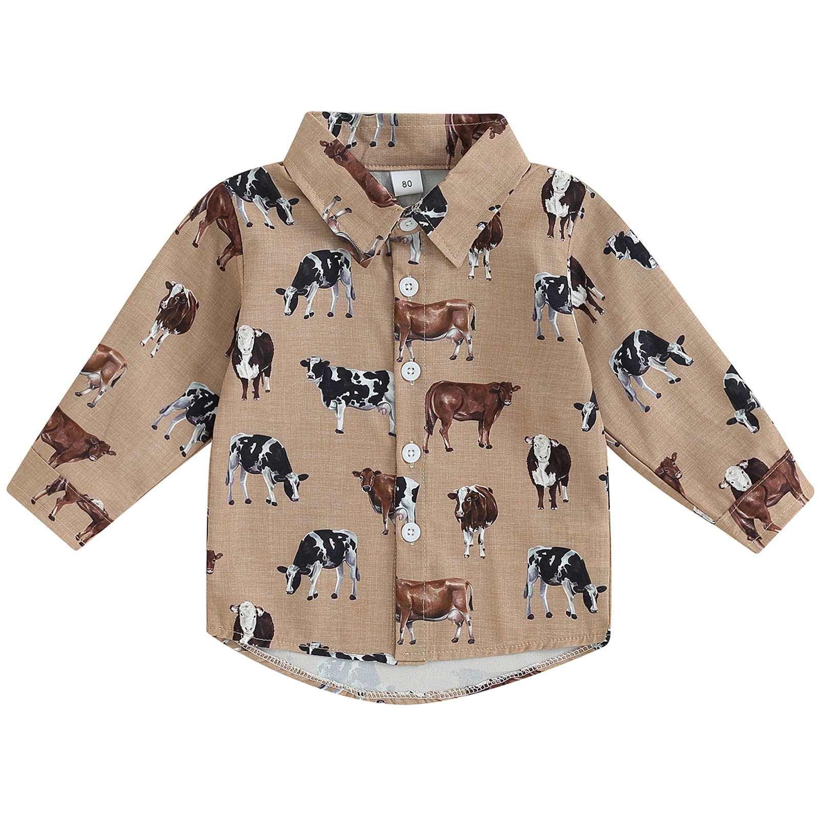 Xkwyshop Kids Boys Shirts Western Style Cow Print Long Sleeve Toddler ...
