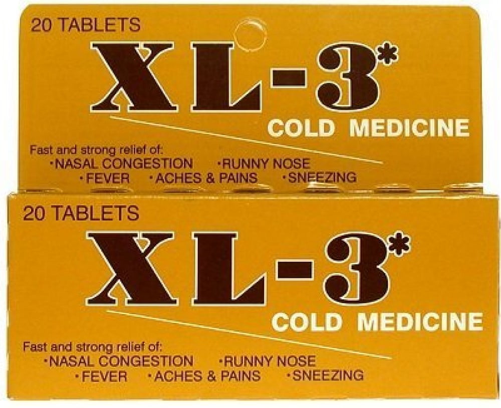 Xl-3 Cold Medicine Nasal Congestion & Fever Relief Tablets, 20 ct, 6 ...