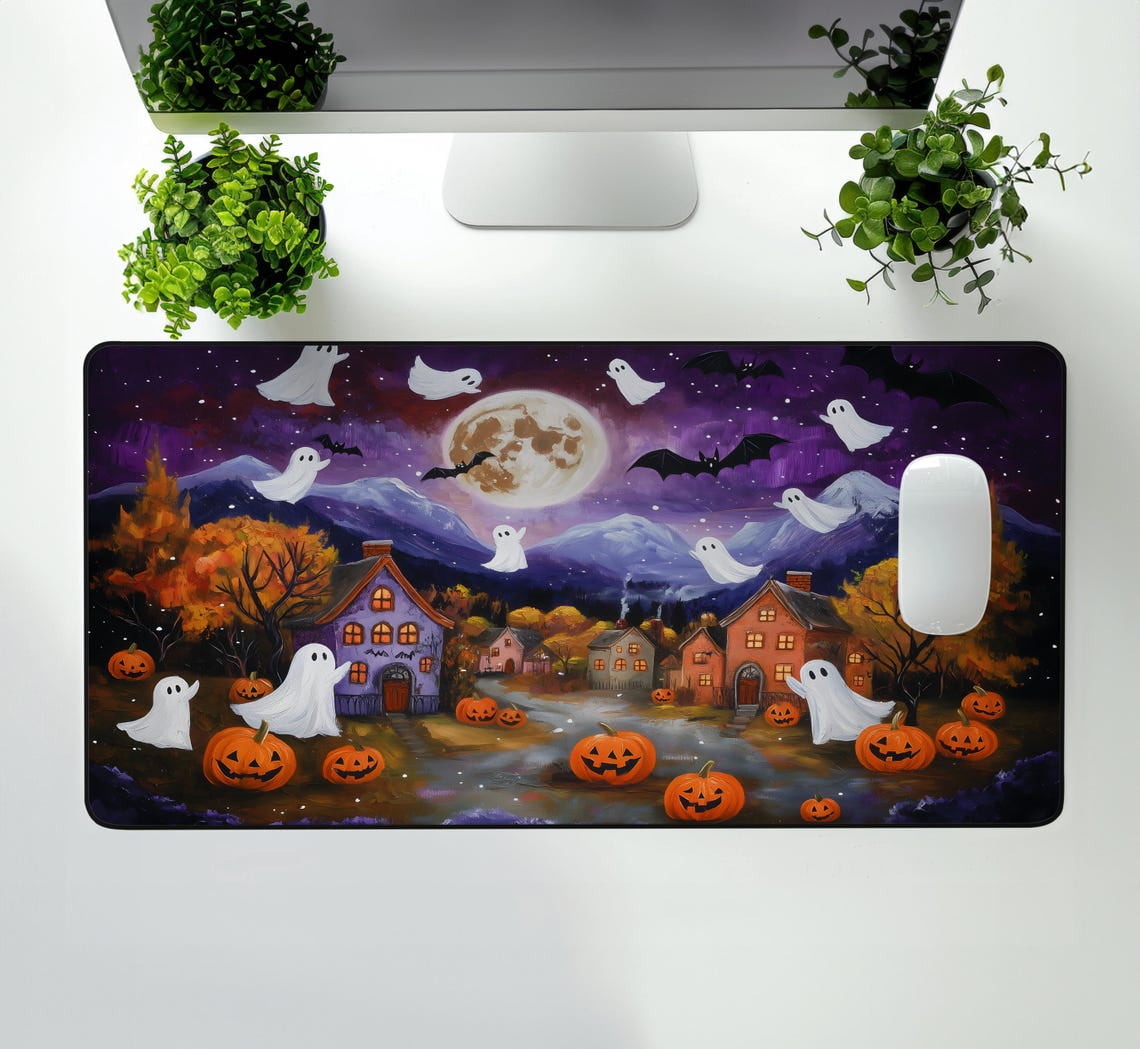 Xl Desk Mat, Gothic Home Office Decor, Spooky Haunted House Mouse Pad ...