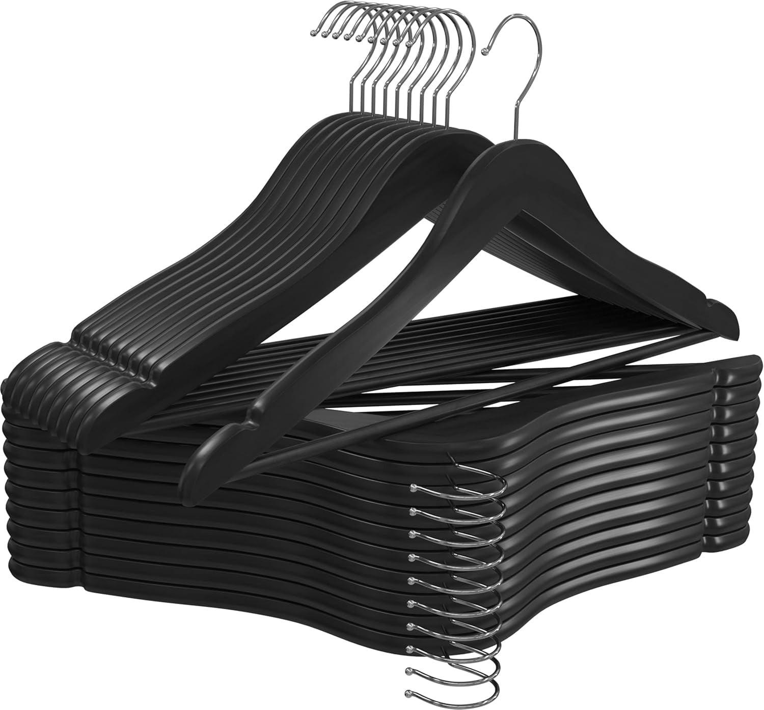 Xlhshop 20-Pack Black Wooden Hangers, Slim Suit Hangers with 360 ...