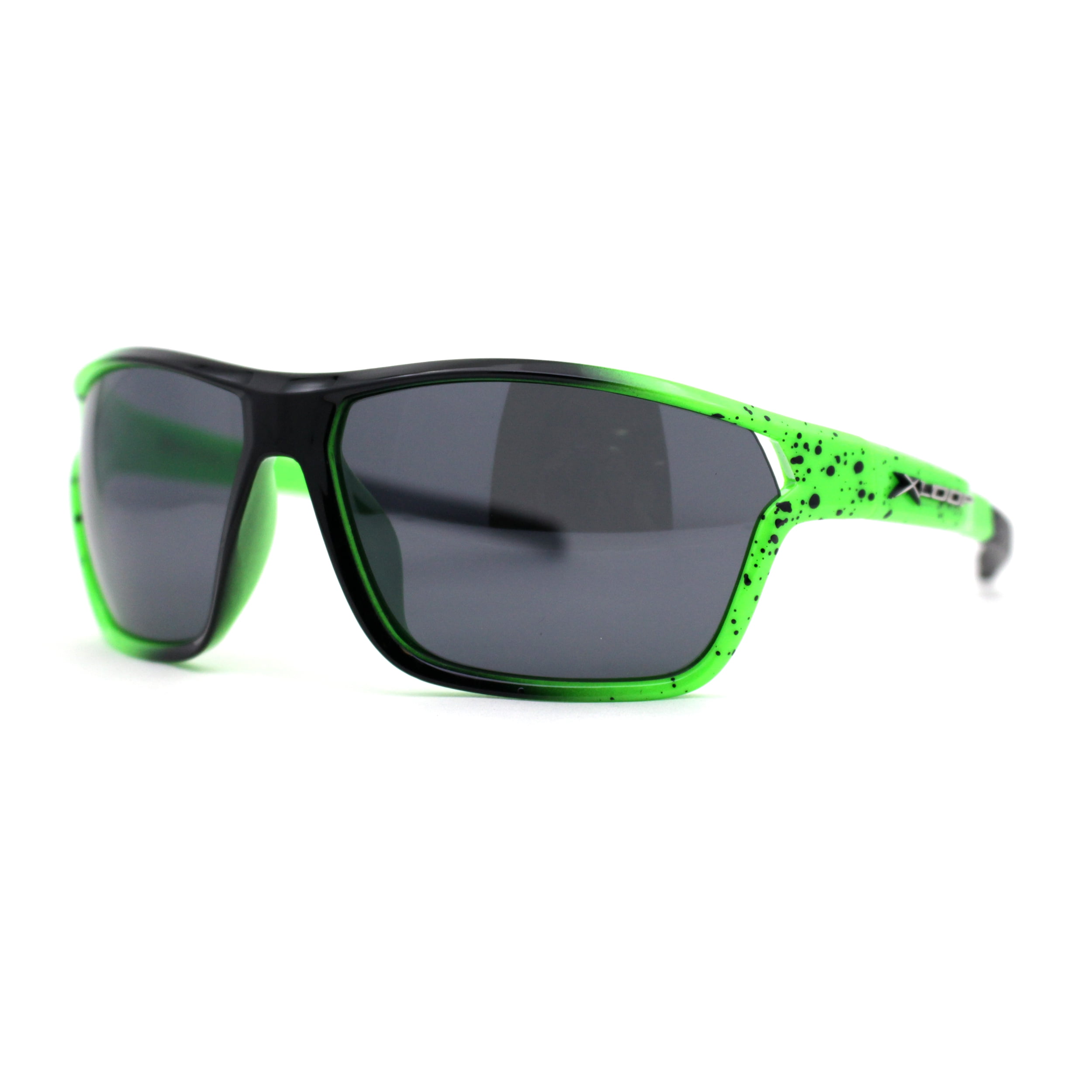 Xloop Mens Sport Wrap Around Rectangular Plastic Sunglasses Black Green ...