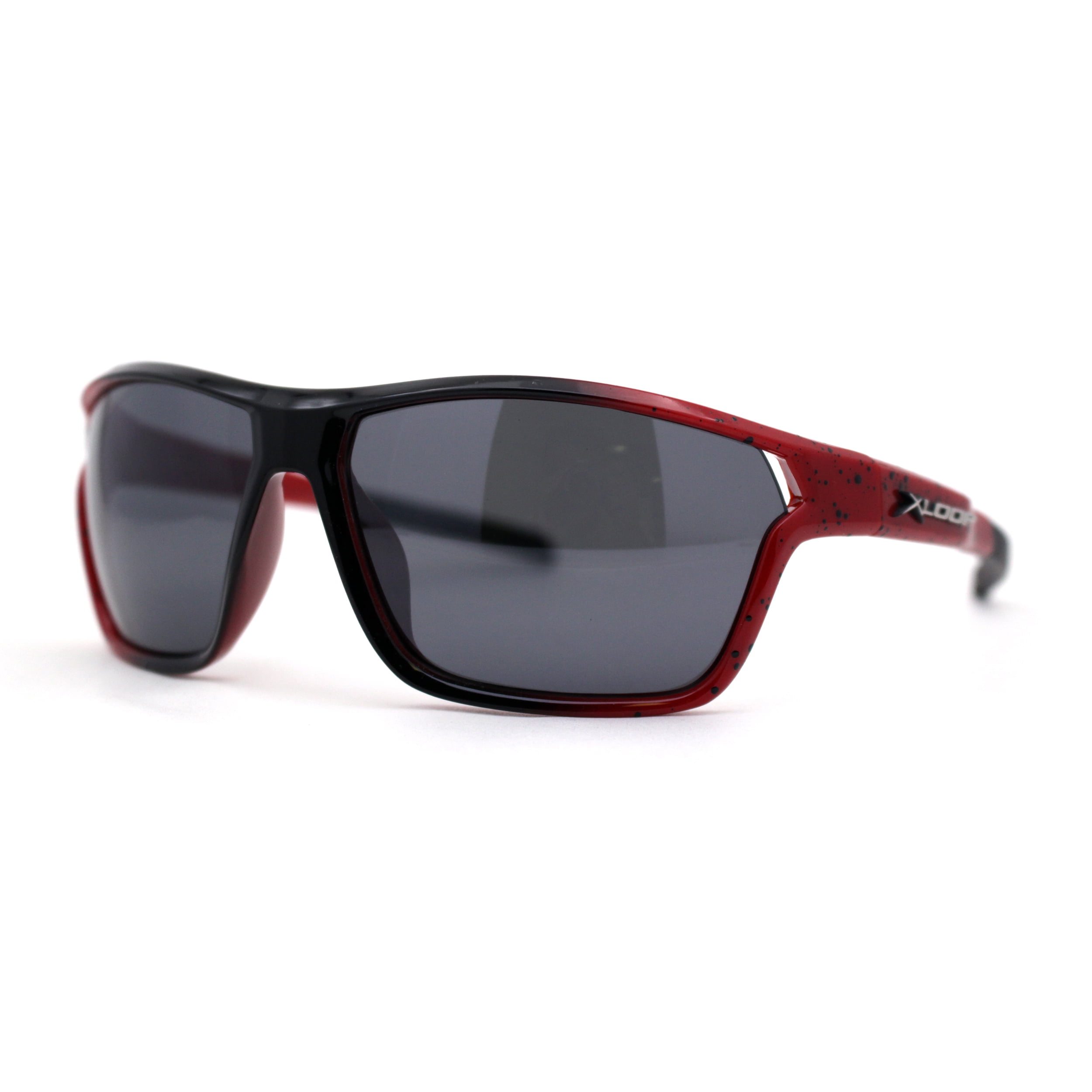 Xloop Mens Sport Wrap Around Rectangular Plastic Sunglasses Black Red ...