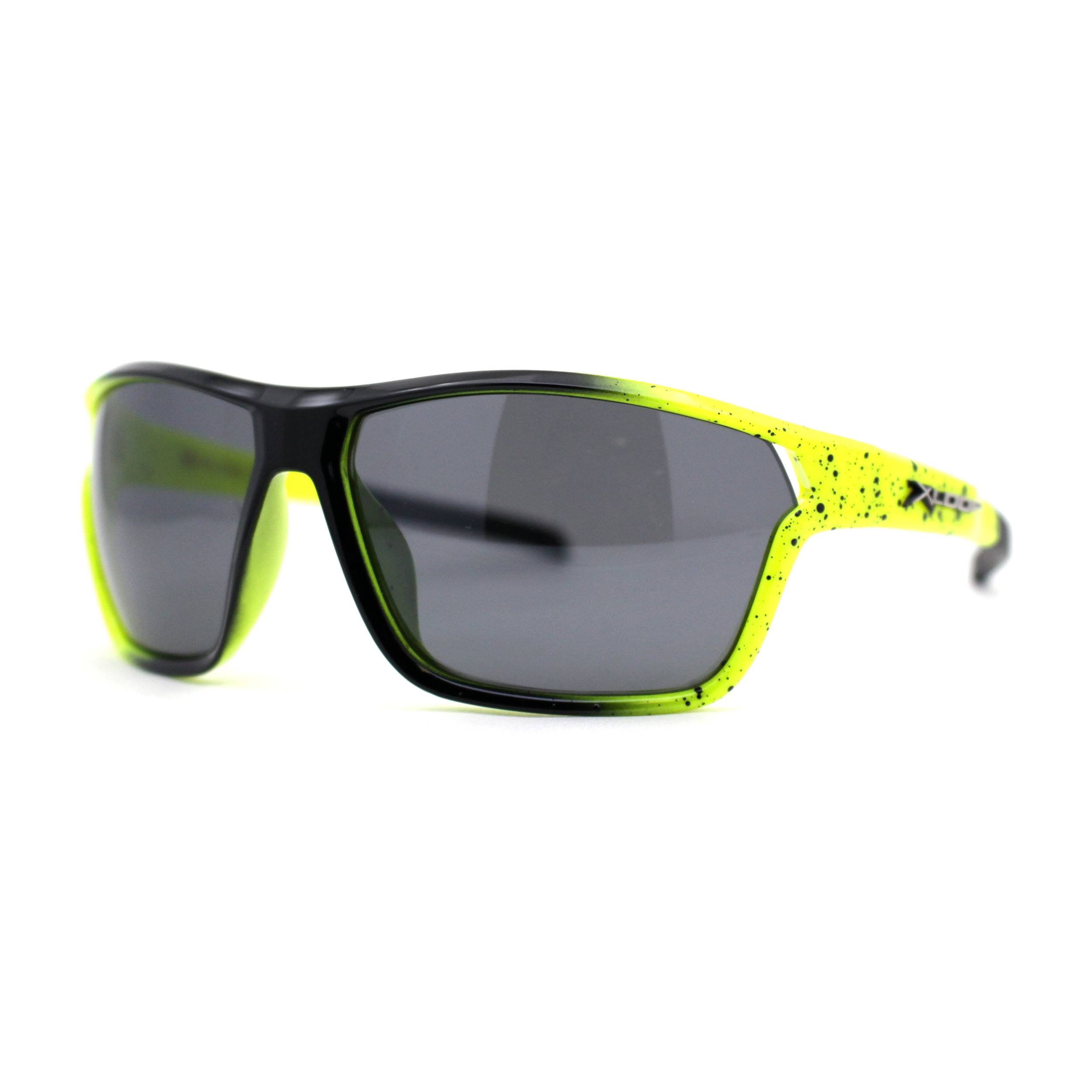 Xloop Mens Sport Wrap Around Rectangular Plastic Sunglasses Black ...